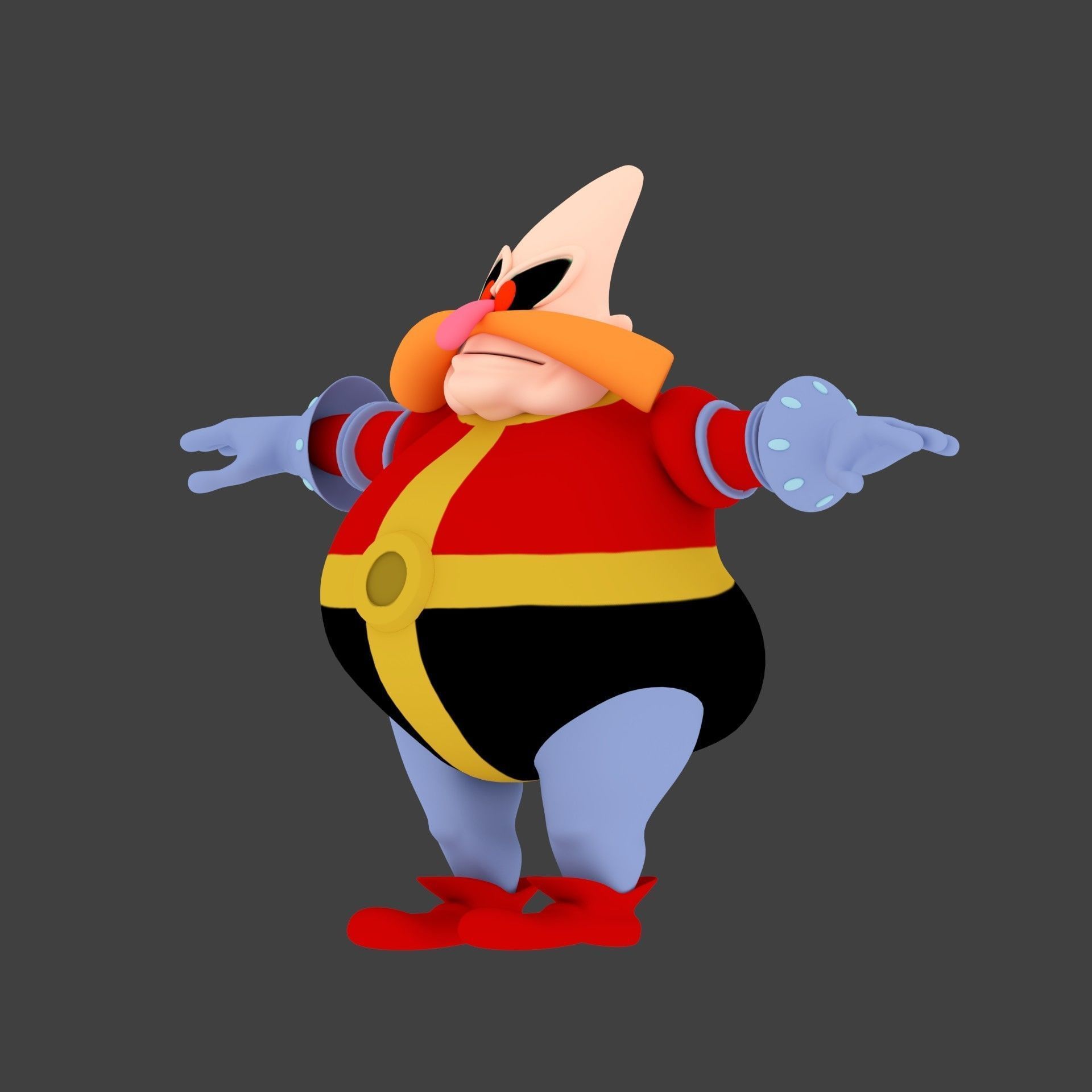 Robotnik cartoon character 3D model rigged | CGTrader