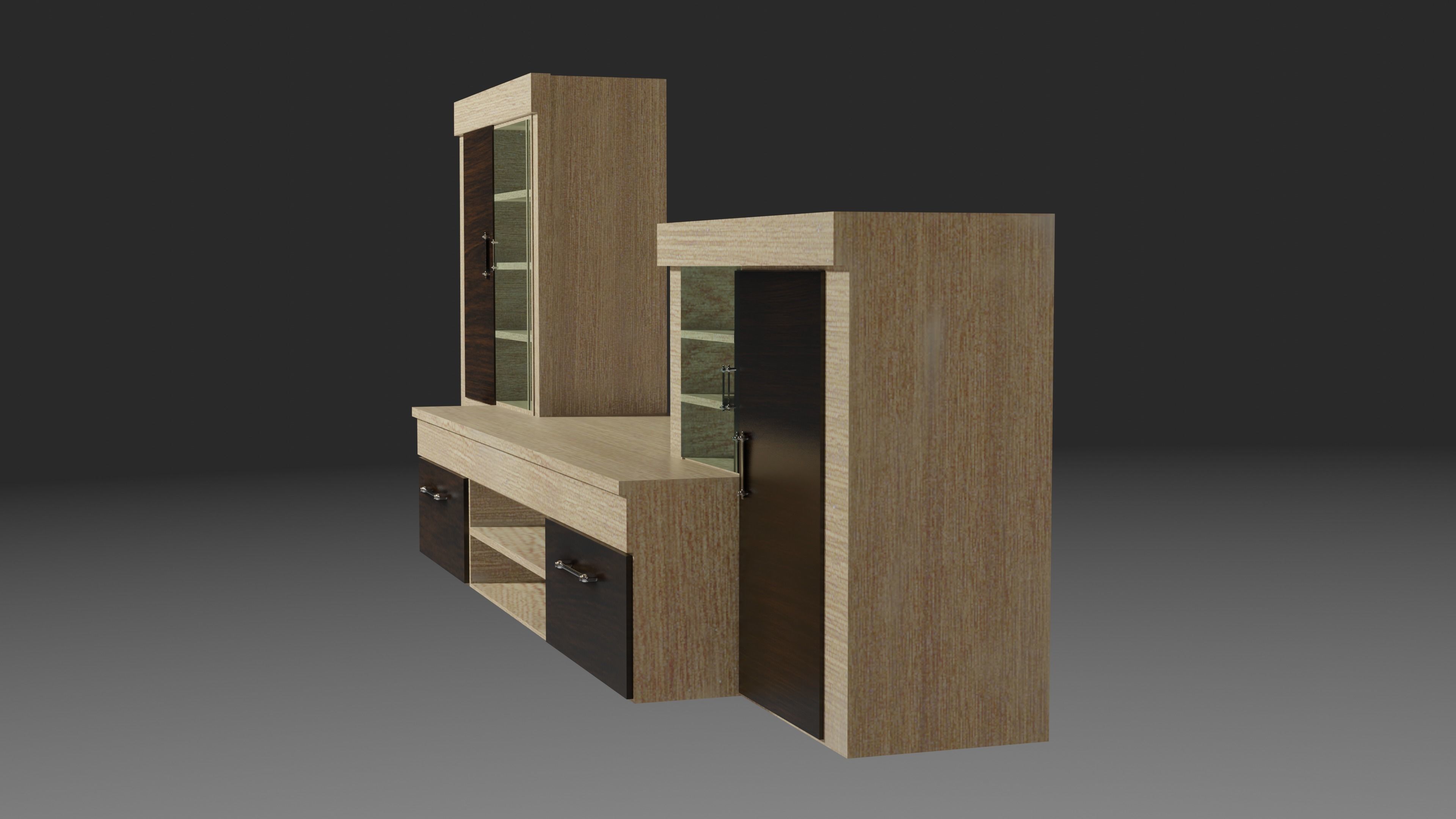 TV Cabinet With Shelves Blender EEVEE 3D model | CGTrader