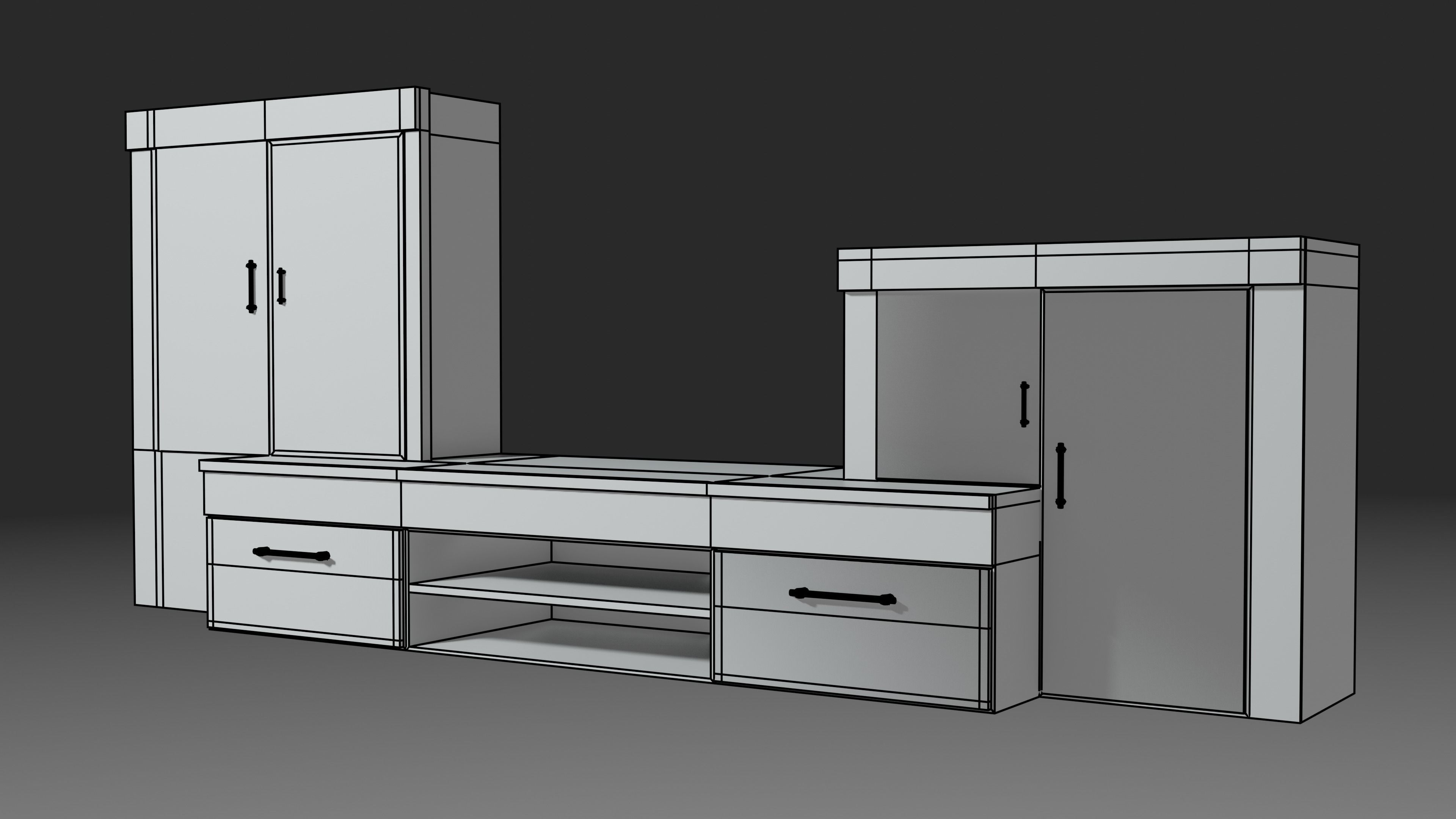 TV Cabinet With Shelves Blender EEVEE 3D model | CGTrader