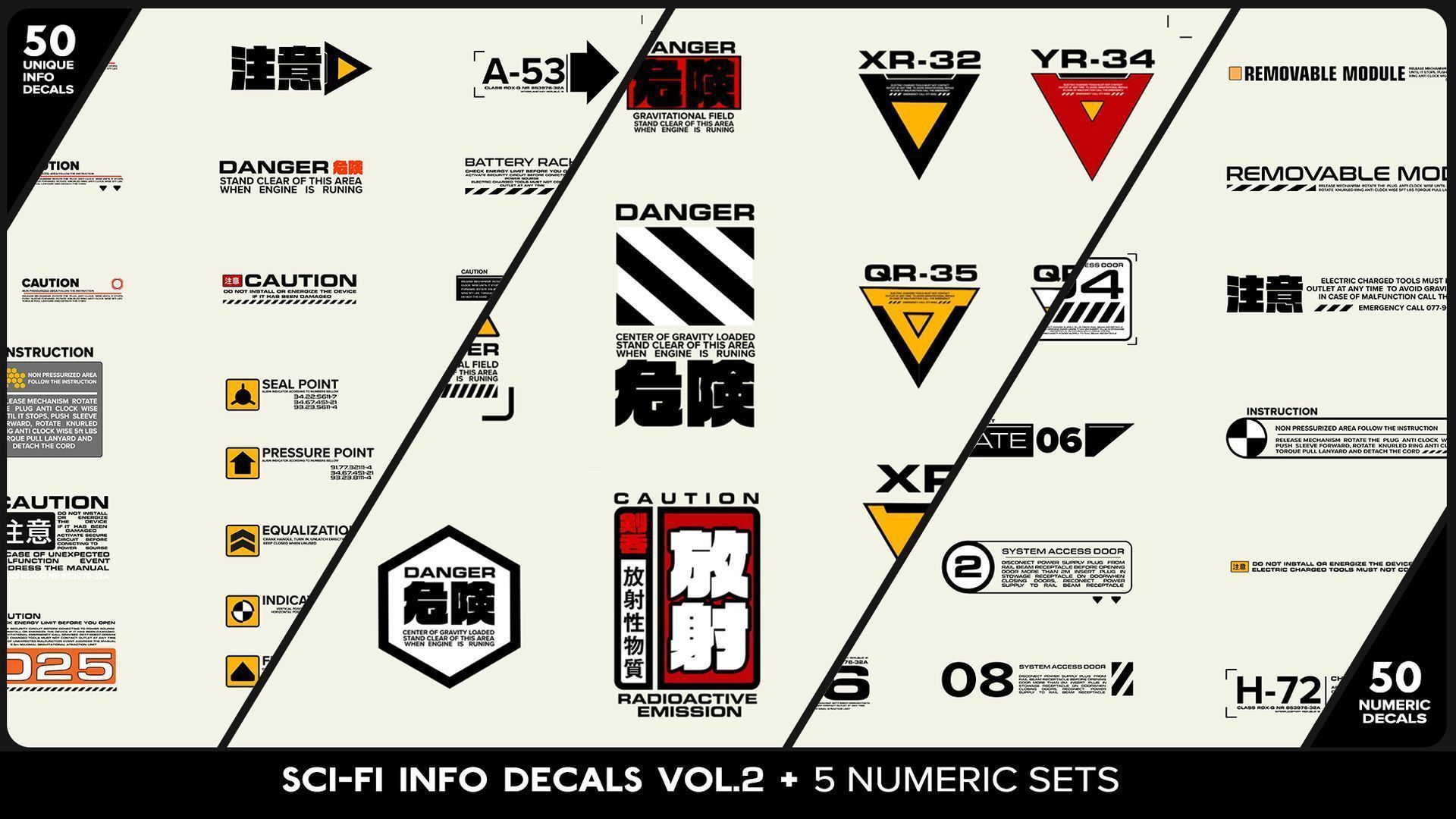 SCI FI Info Decals VOL 2 and Five Numeric Sets Texture | CGTrader