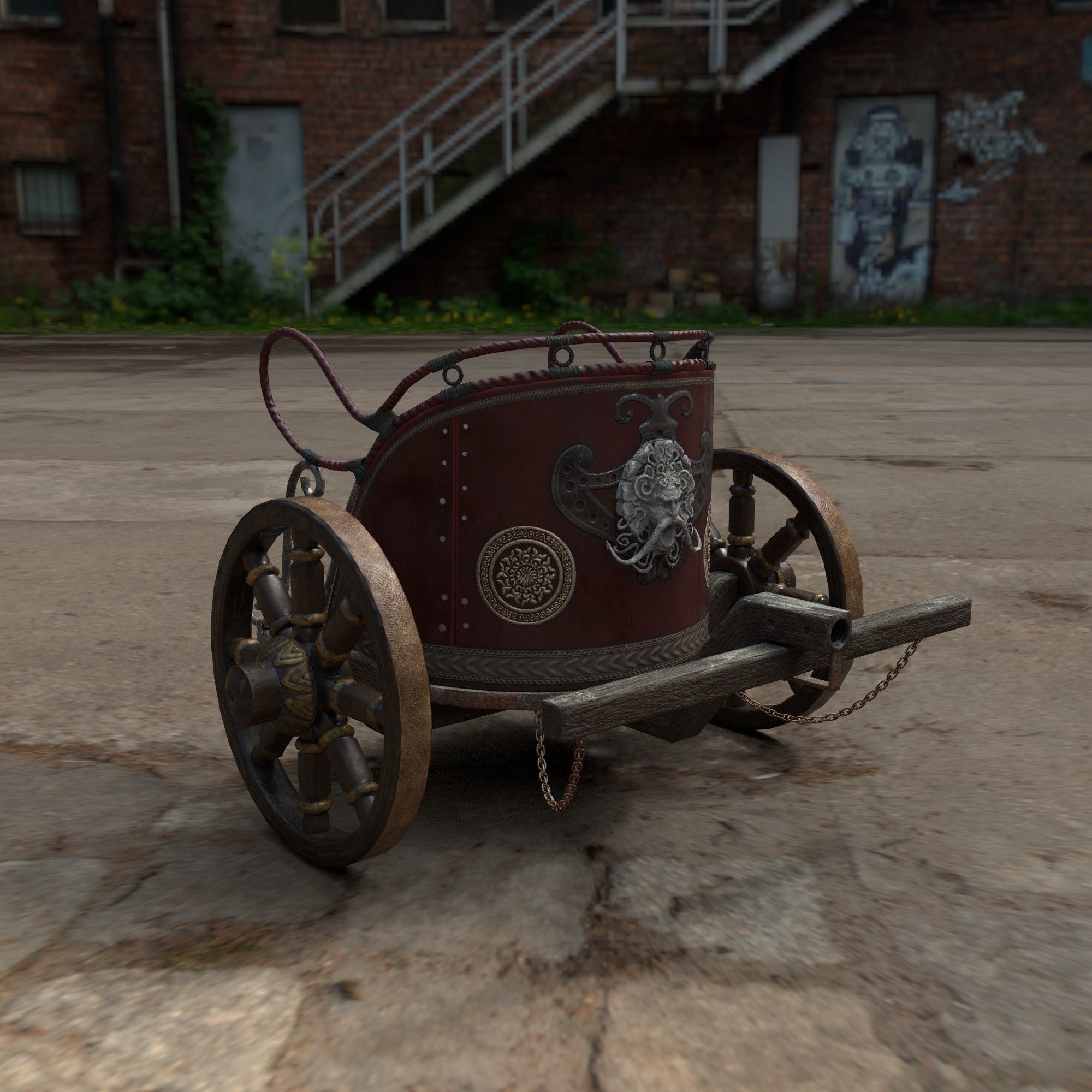3D model Lowpoly Chariot fire cart - fire cart VR / AR / low-poly ...