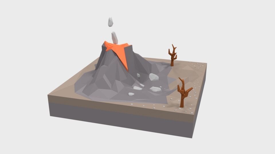 3D model Low Poly Cartoon Volcano Scene VR / AR / low-poly | CGTrader