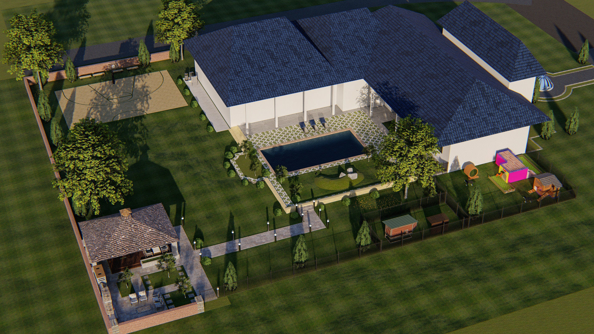 BACKYARD DESIGN OF MODERN HOUSE 3D model | CGTrader