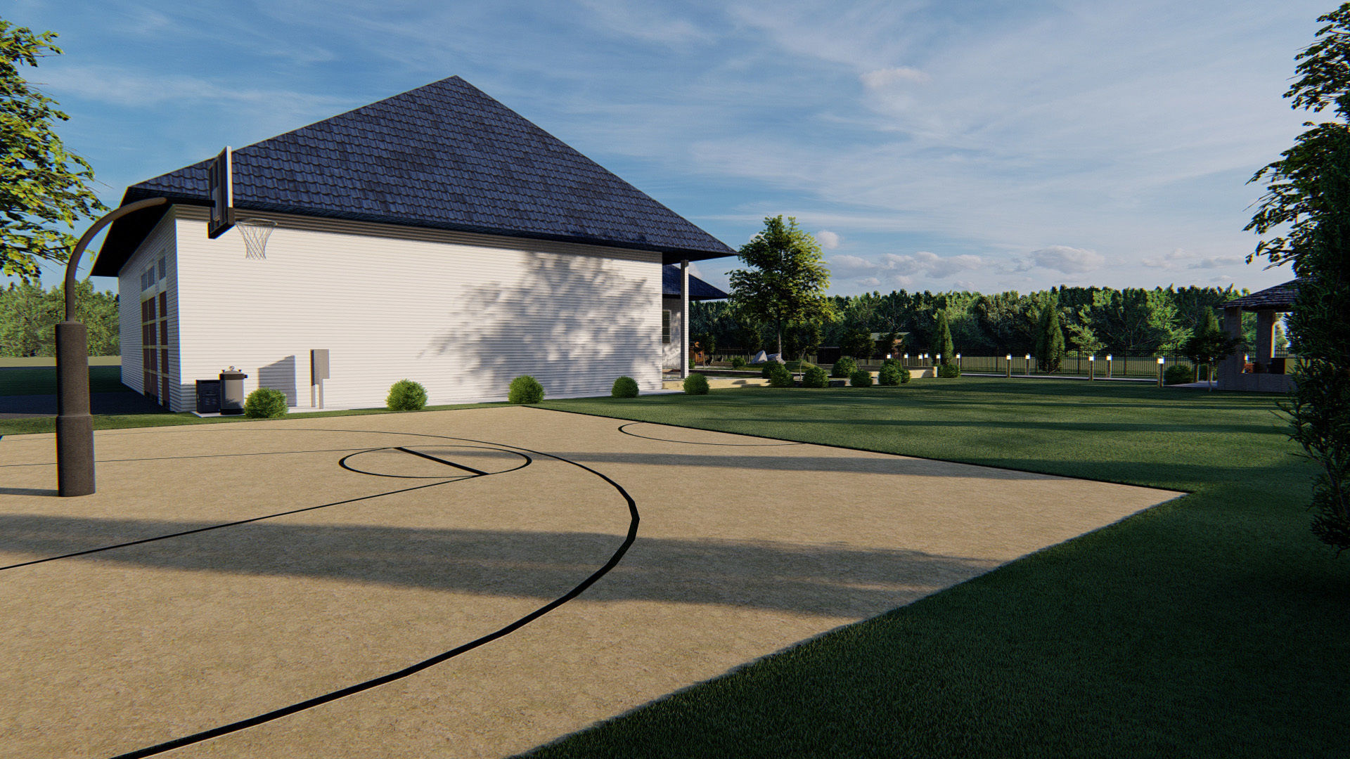 BACKYARD DESIGN OF MODERN HOUSE 3D model | CGTrader