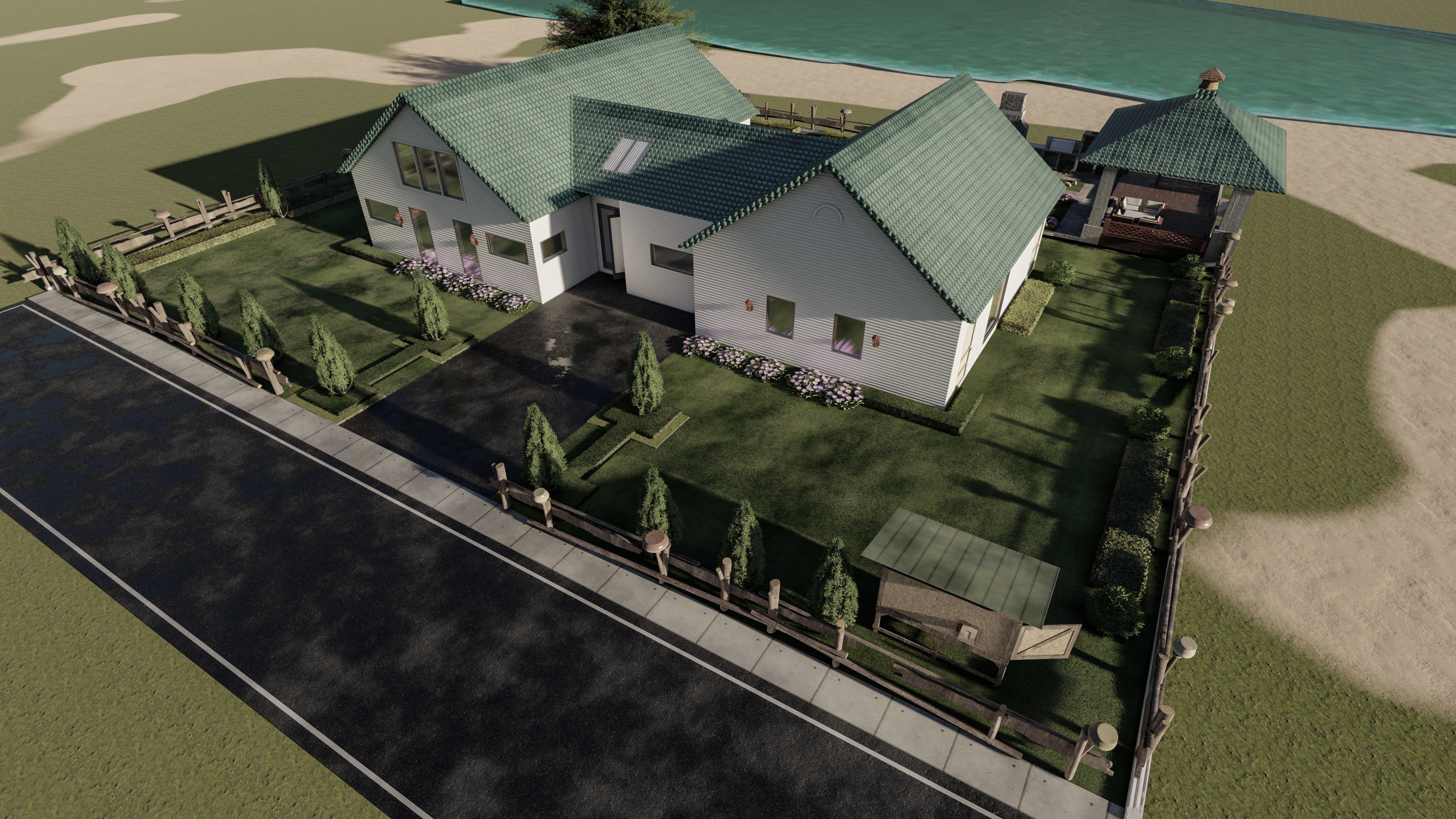 LANDSCAPE BACKYARD DESIGN OF LUXURY HOUSE 3D model | CGTrader