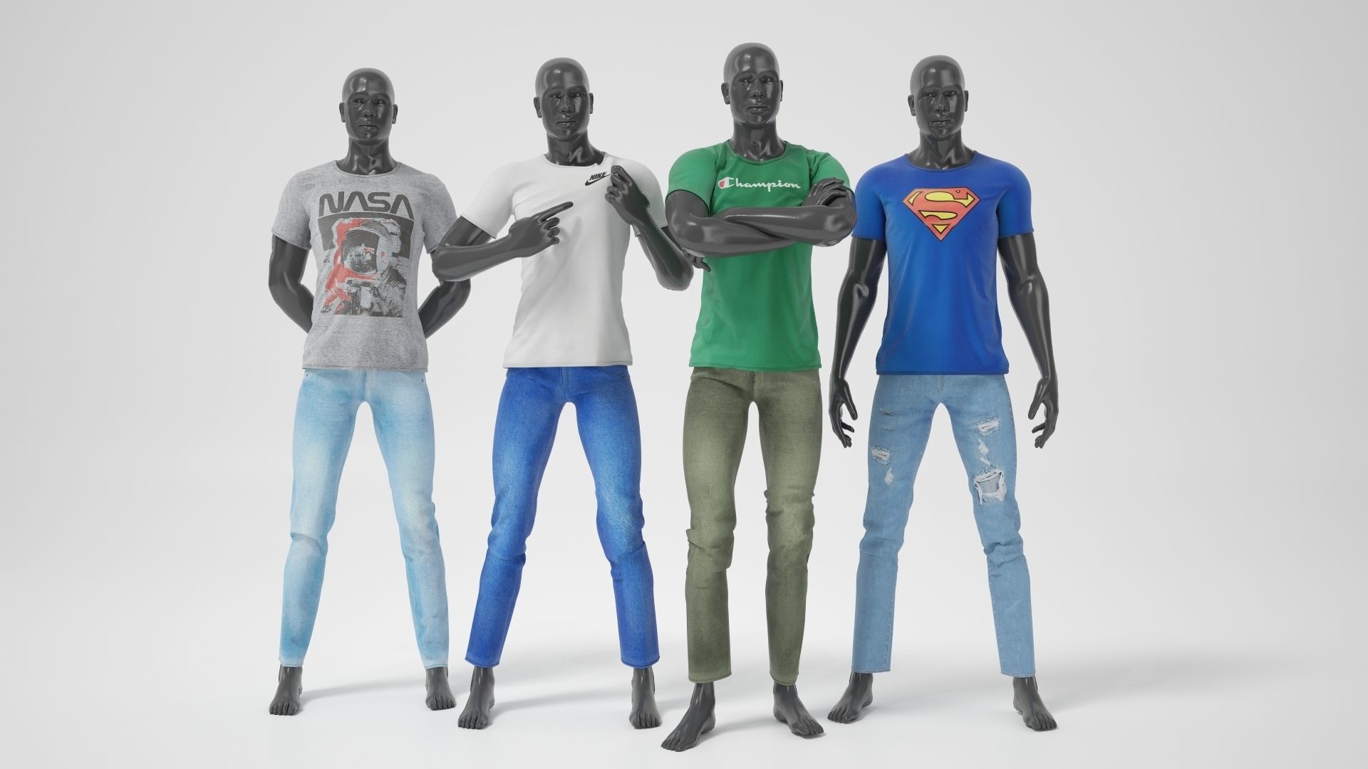 Man mannequins whith clothes STRONG pack 3D model | CGTrader