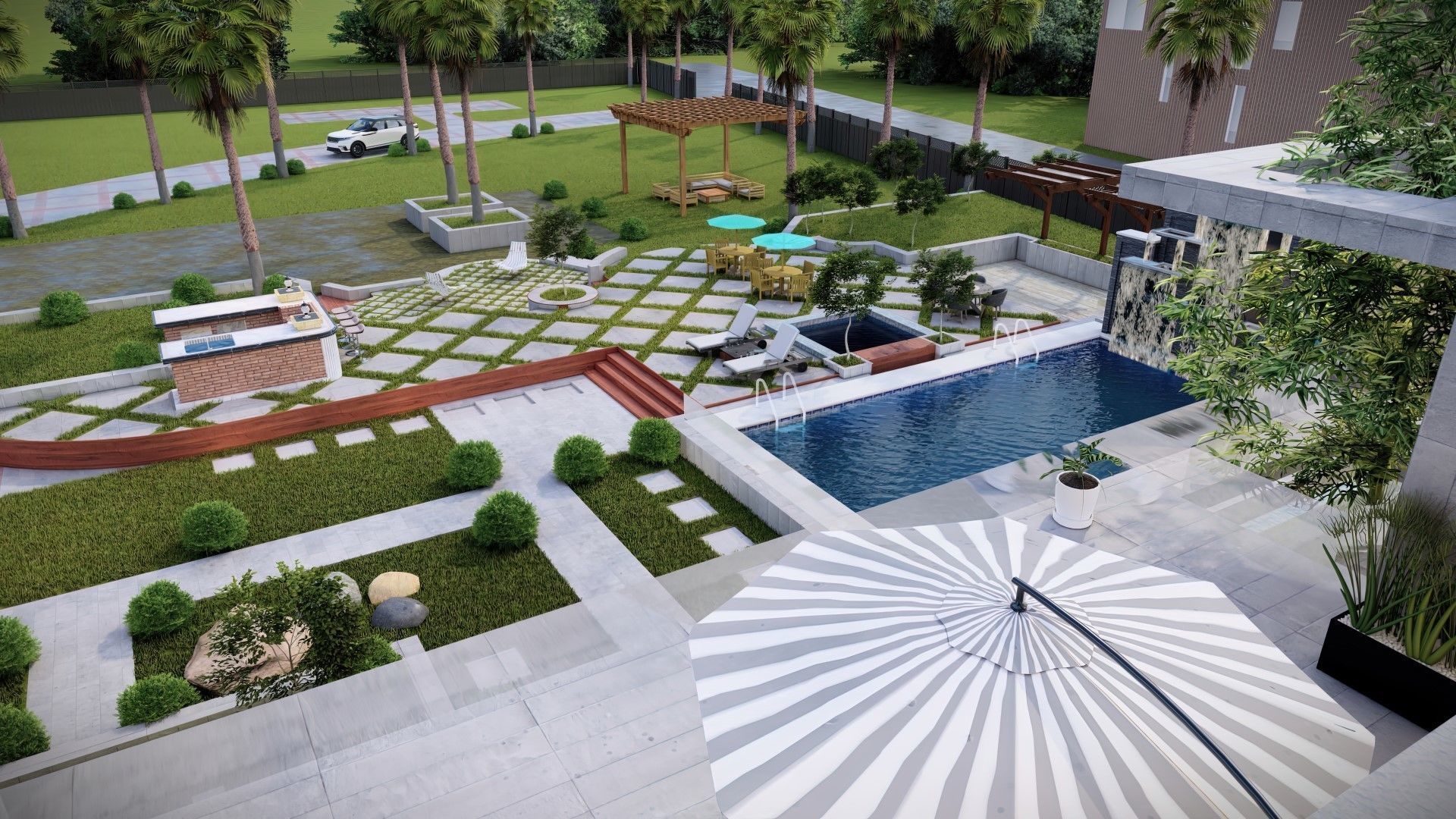 Luxury Farm house design visualization water pool 3D model | CGTrader