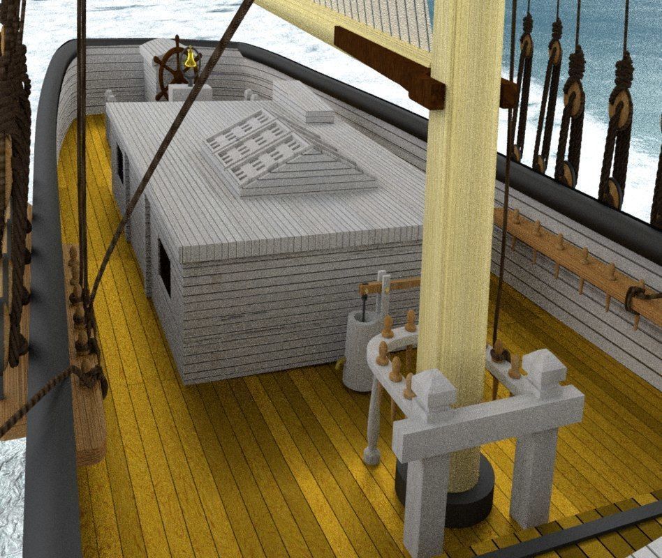 Brigantine sailing ship in ocean 3D model animated rigged | CGTrader