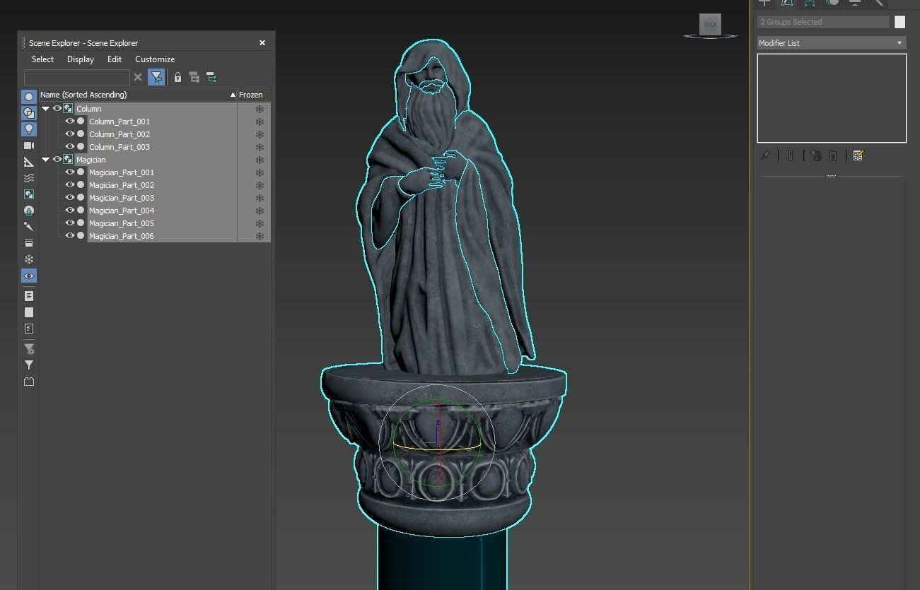 Magician wizard statue sculpture and column 3D model | CGTrader