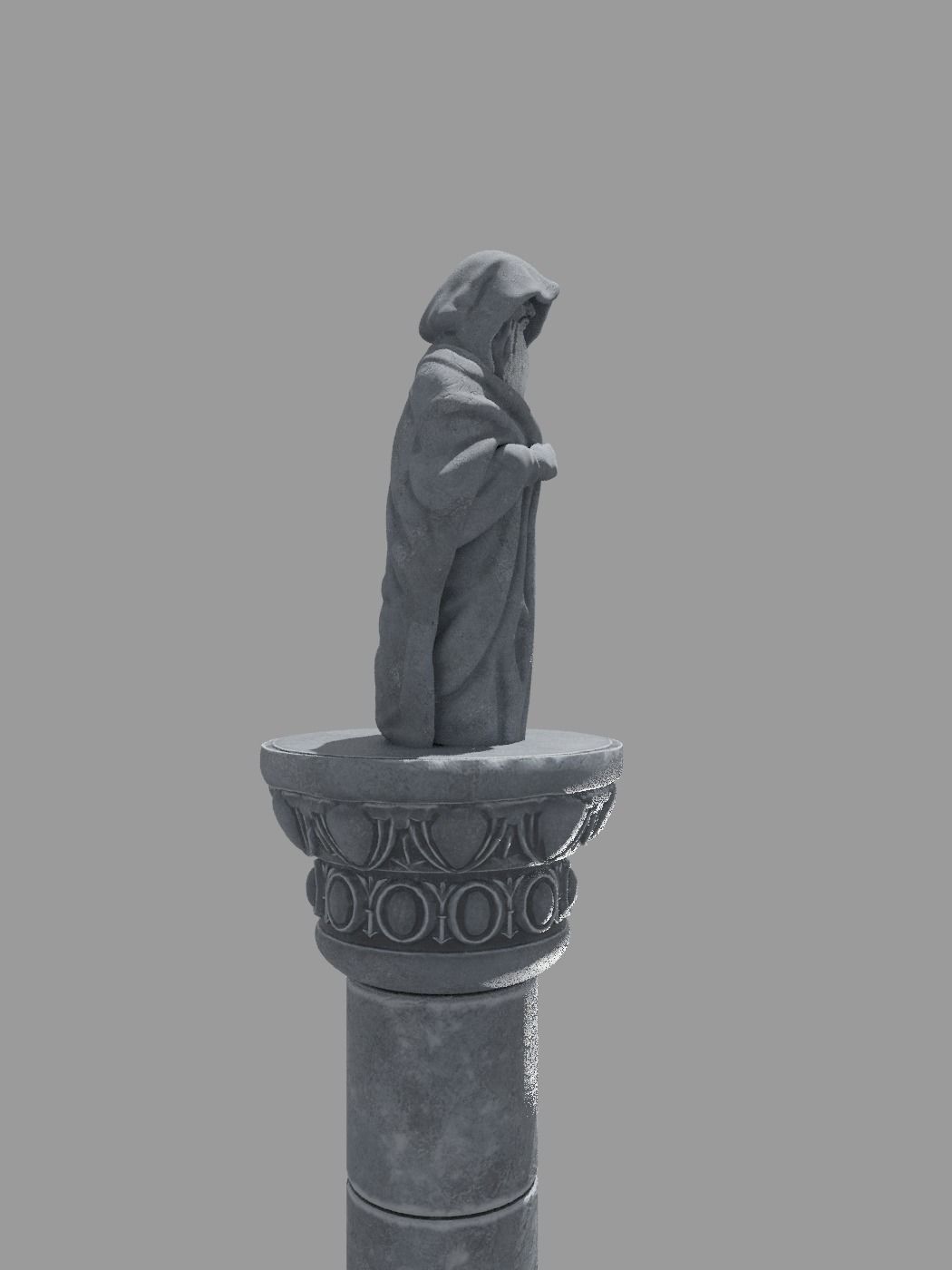Magician wizard statue sculpture and column 3D model | CGTrader