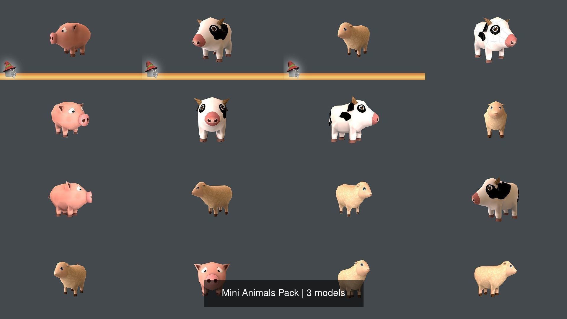 3D Model Collection Mini Animals Pack VR / AR / low-poly | CGTrader