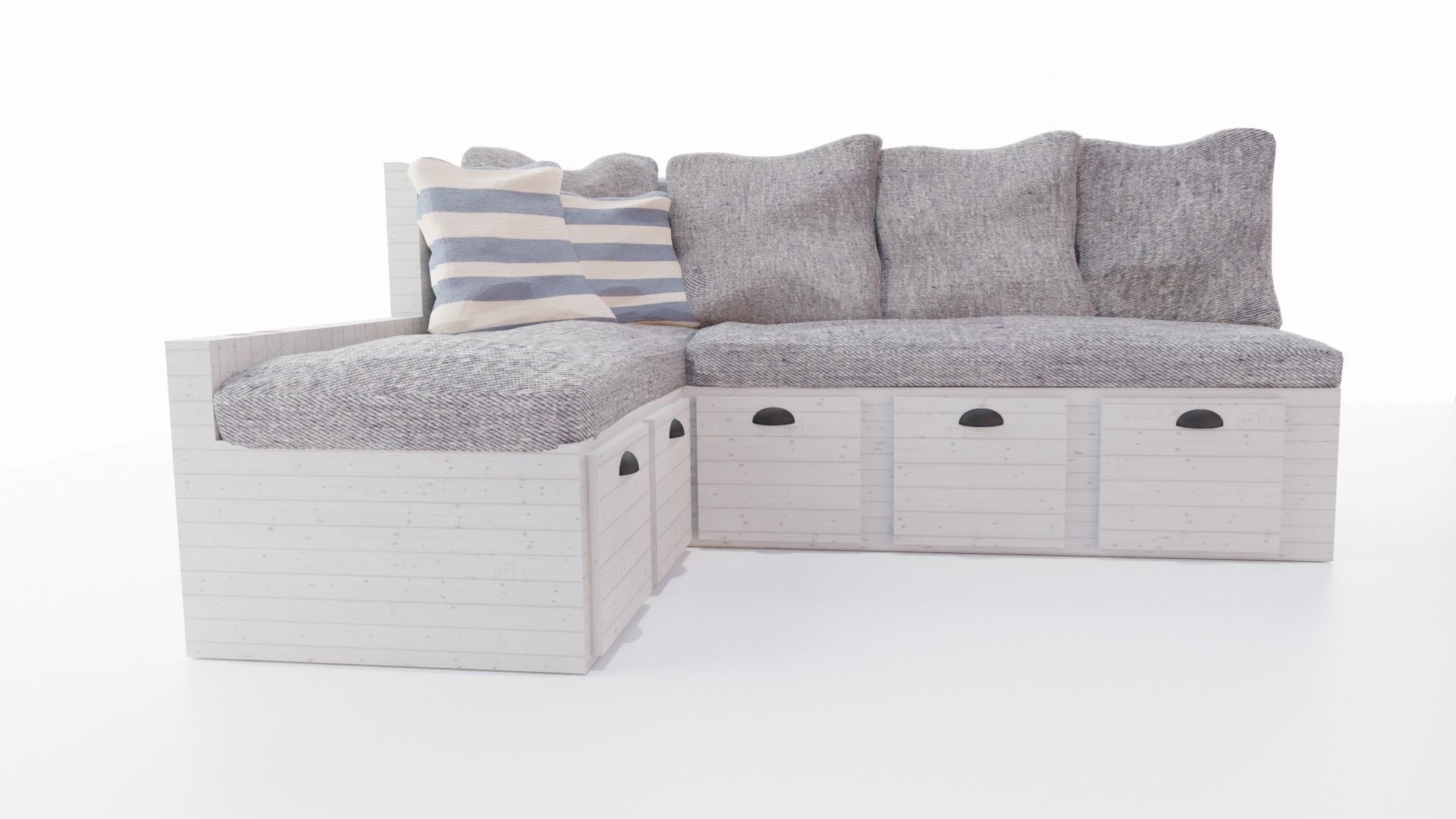 Beachy L-shaped Couch Model 3D model | CGTrader