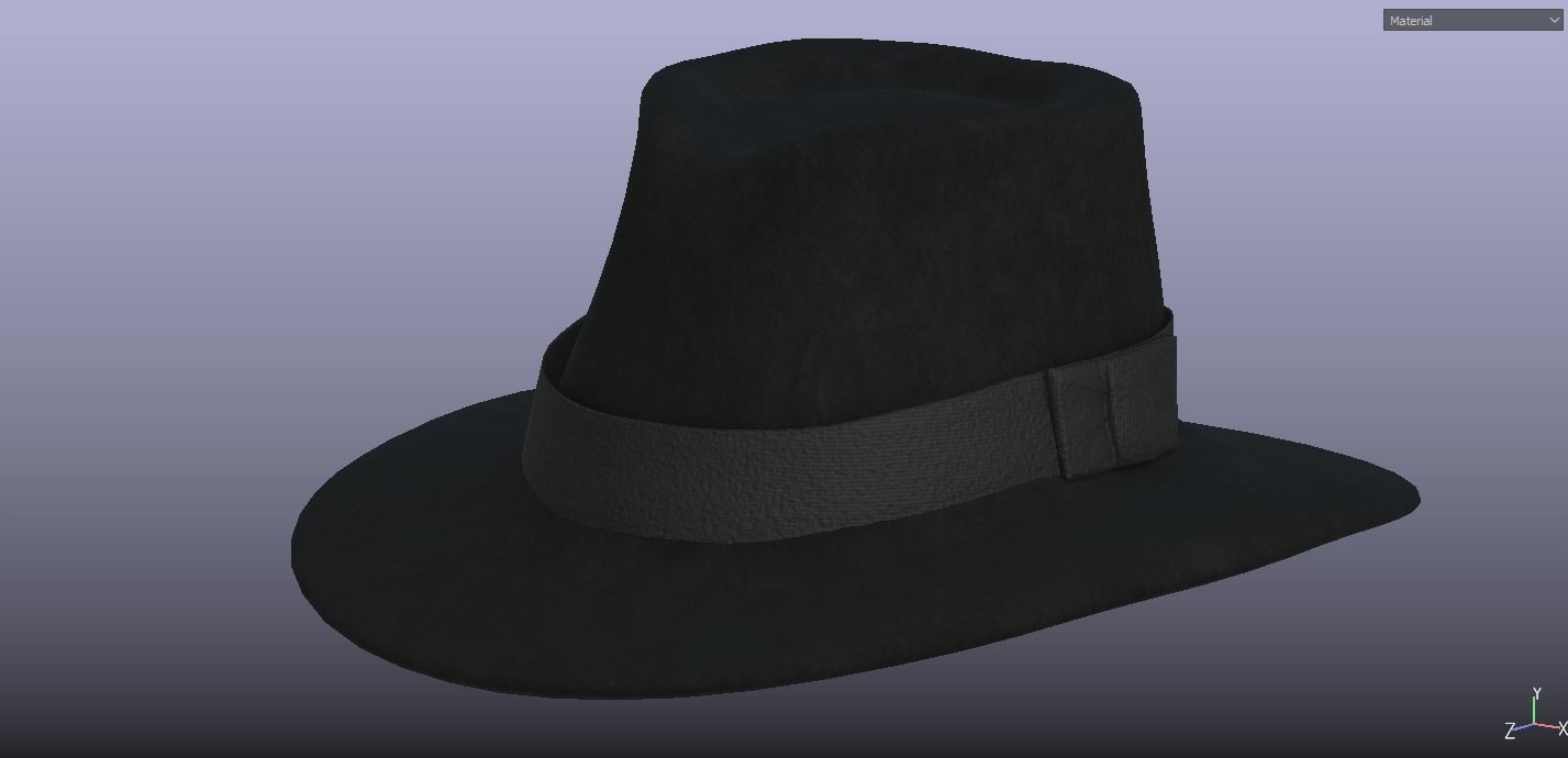 3D model PBR Black Stylish Fedora Hat VR / AR / low-poly | CGTrader