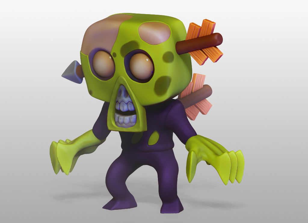 cartoon zombie 3D model 3D printable | CGTrader