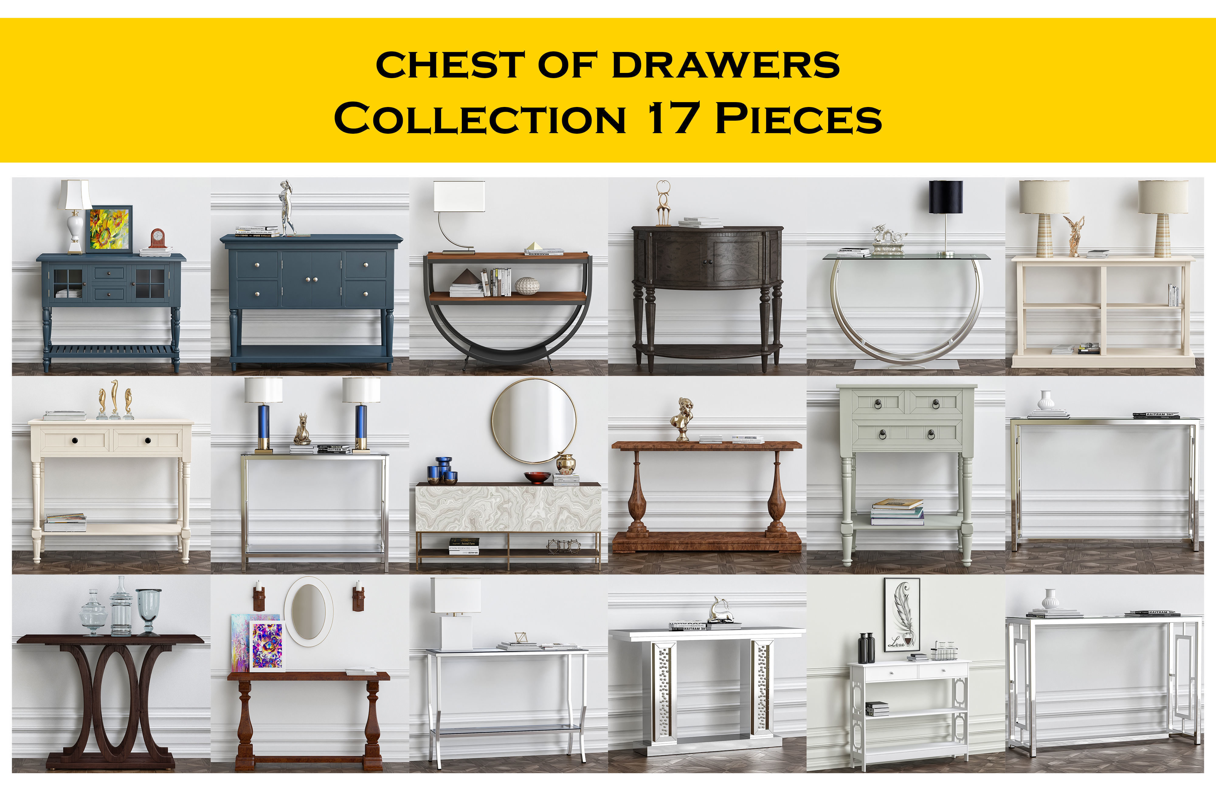 chest of drawers Collection 17 Pieces 3d model 3D model | CGTrader