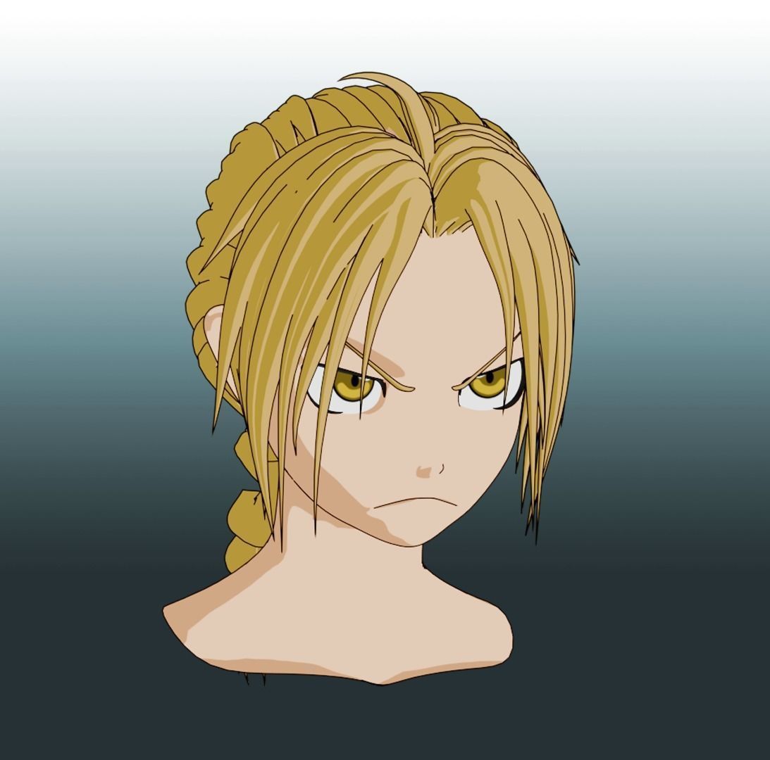 edward elric hairstyle 3D 3D model | CGTrader