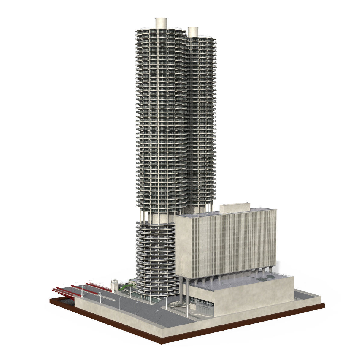 3D model Marina city Chicago VR / AR / low-poly | CGTrader