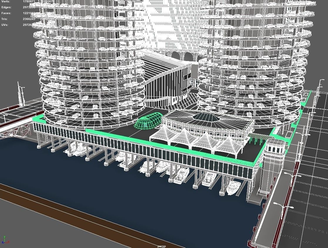3D model Marina city Chicago VR / AR / low-poly | CGTrader