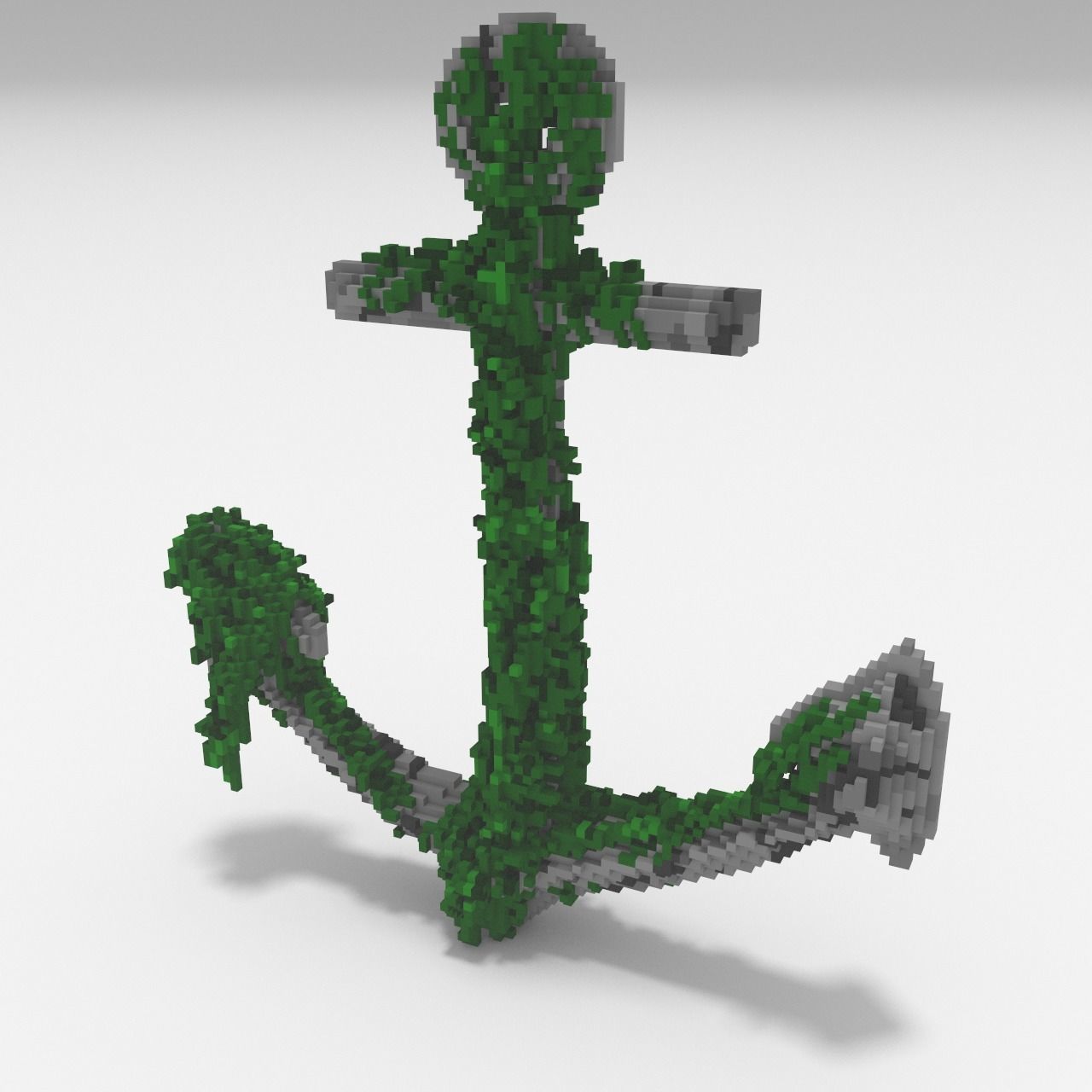 3D model Voxel - Mossy Anchor - Low-poly 3D Model VR / AR / low-poly ...