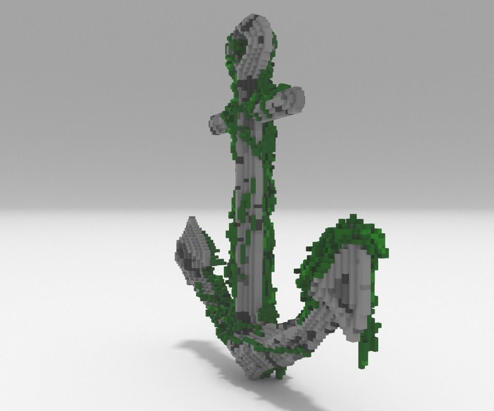3D model Voxel - Mossy Anchor - Low-poly 3D Model VR / AR / low-poly ...