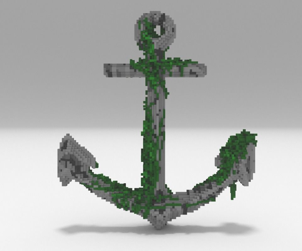 3D model Voxel - Mossy Anchor - Low-poly 3D Model VR / AR / low-poly ...
