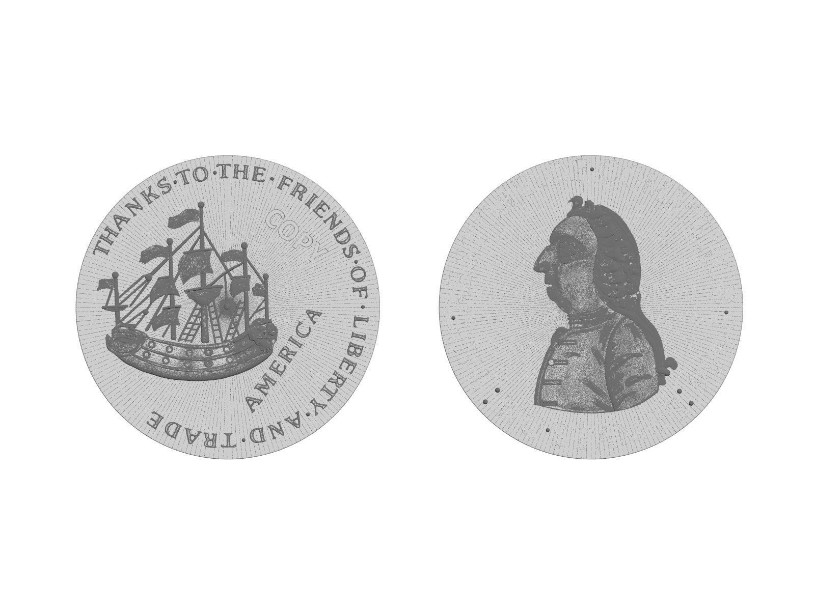 USA Halfpenny William Pitt tokens 1766 coin 3D model | CGTrader