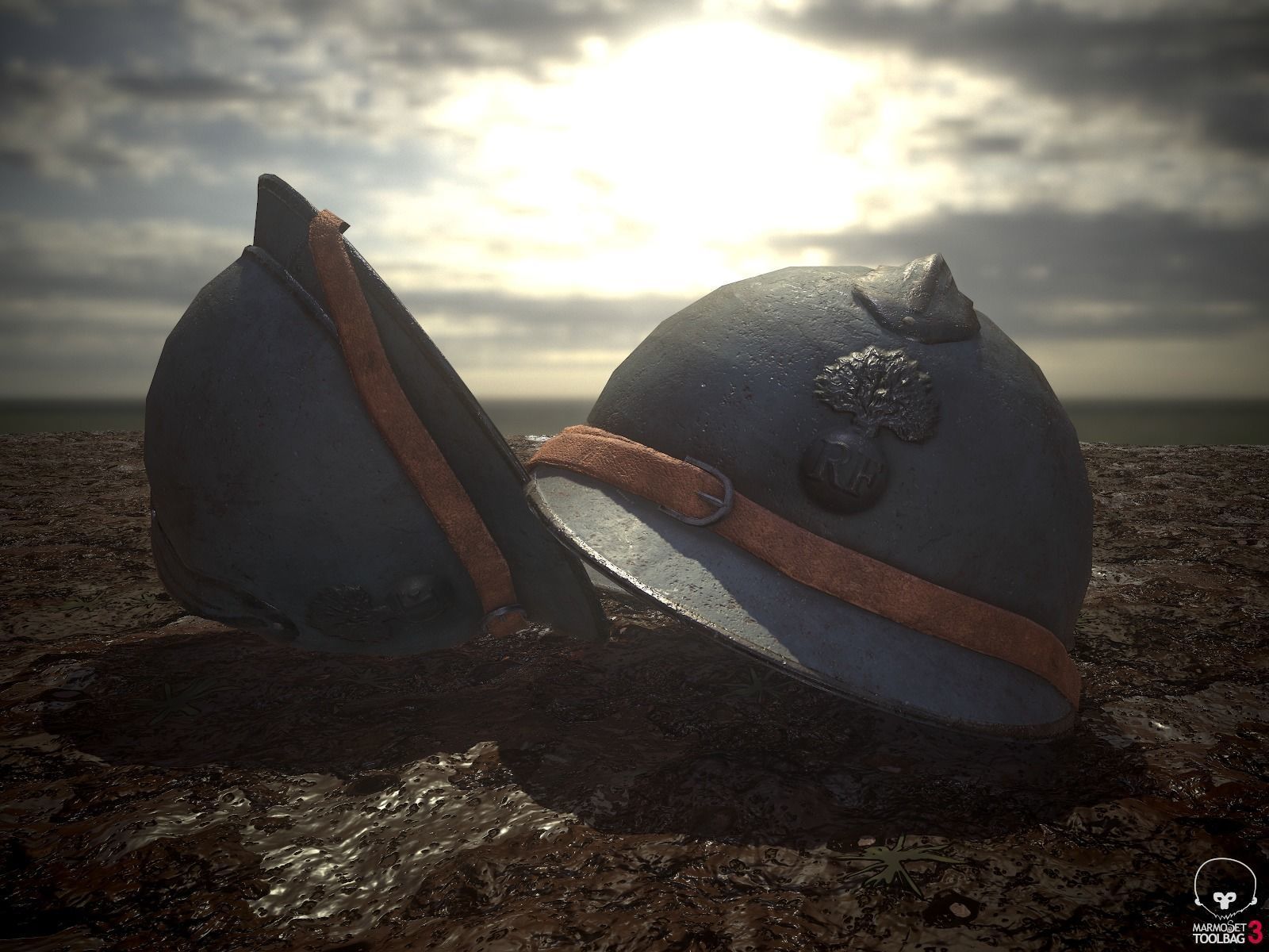 3D model M15 Adrian - French WW1 Infantry Helmet - Game Ready - PBR VR ...