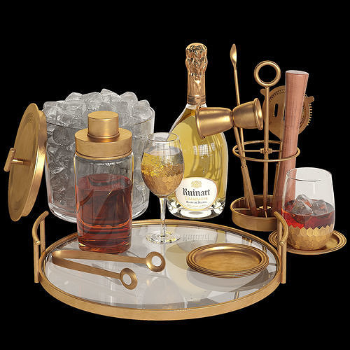 Potterybarn gold cocktail set 3D model | CGTrader