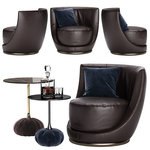 Longhi Laurent chair - Bag table set 3D model | CGTrader