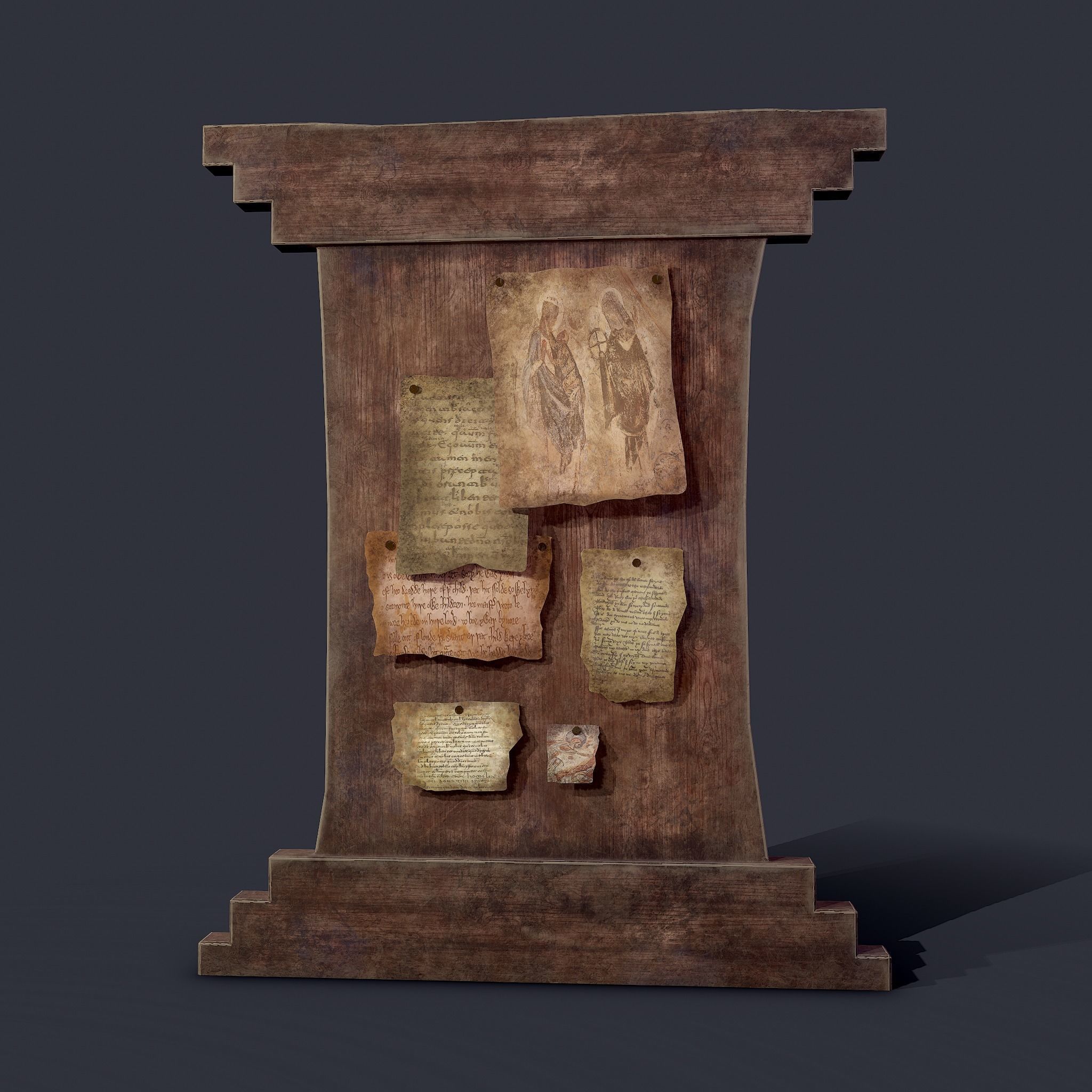 3D model Worn Medieval Notice Board VR / AR / low-poly | CGTrader