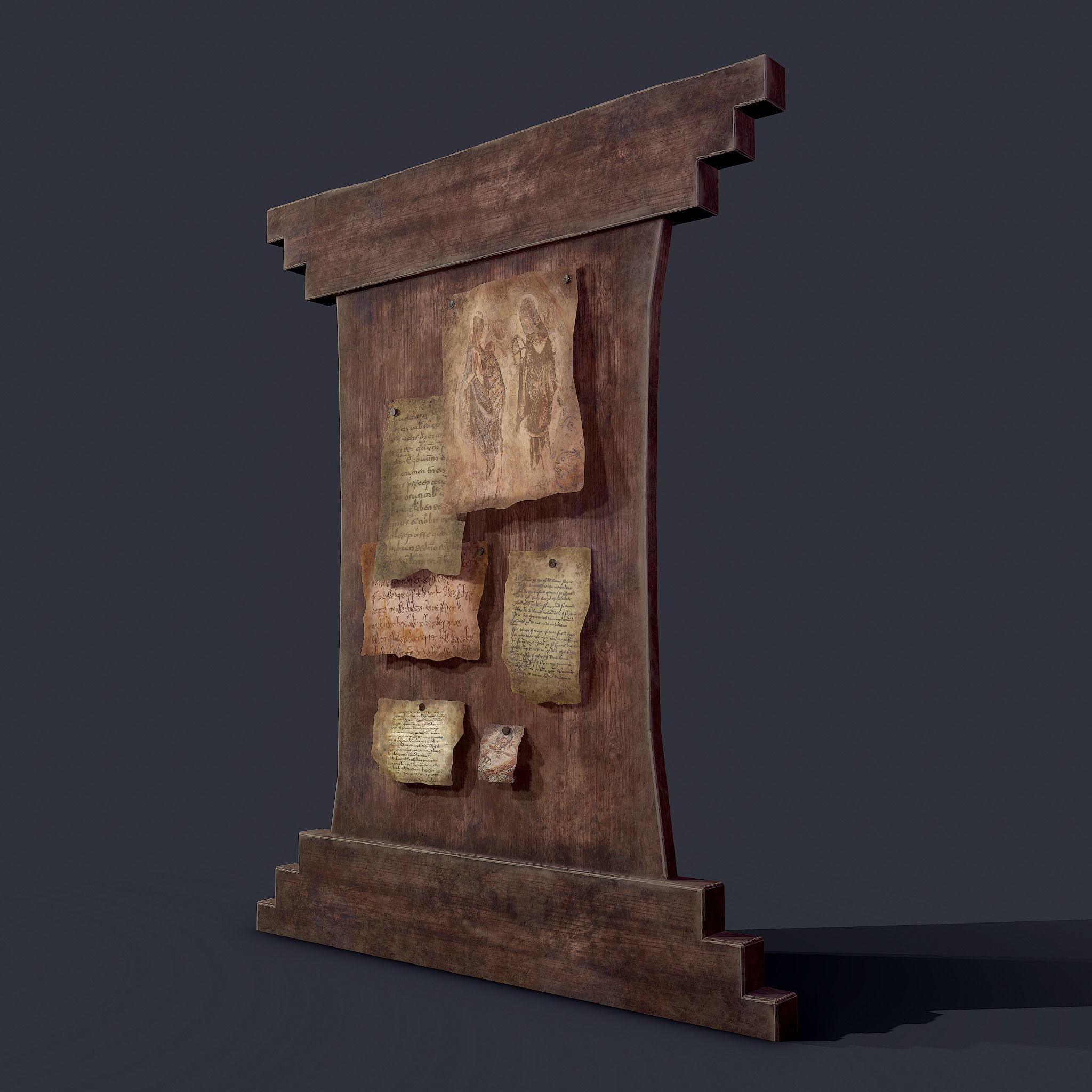 3D model Worn Medieval Notice Board VR / AR / low-poly | CGTrader