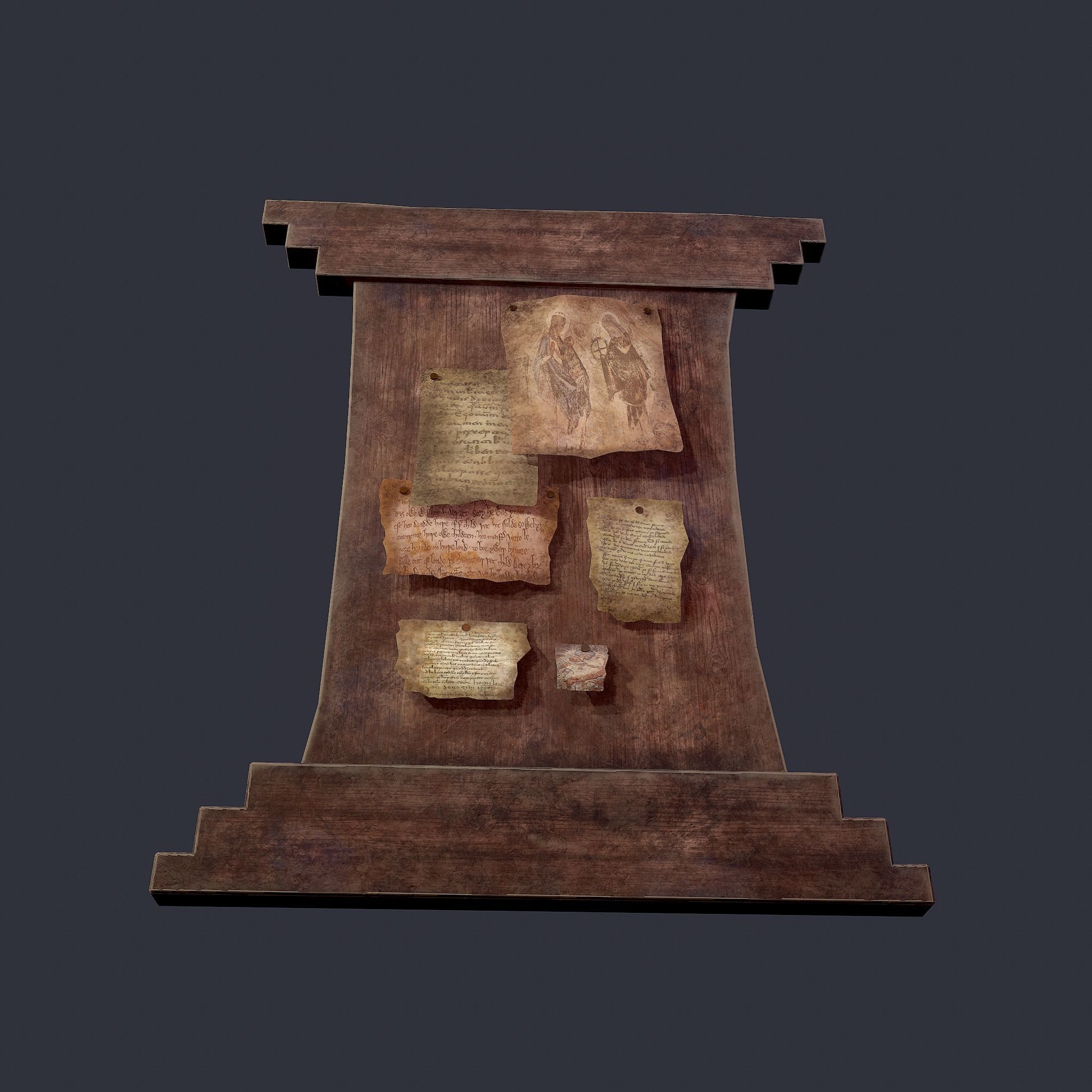 3D model Worn Medieval Notice Board VR / AR / low-poly | CGTrader