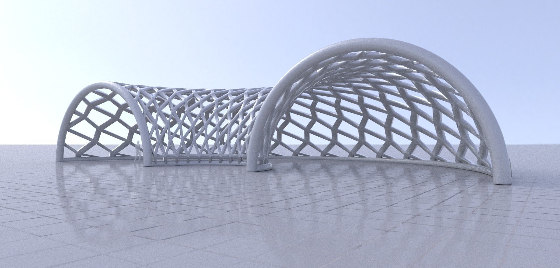 Half circle structure with open ends modern structure 3D model | CGTrader