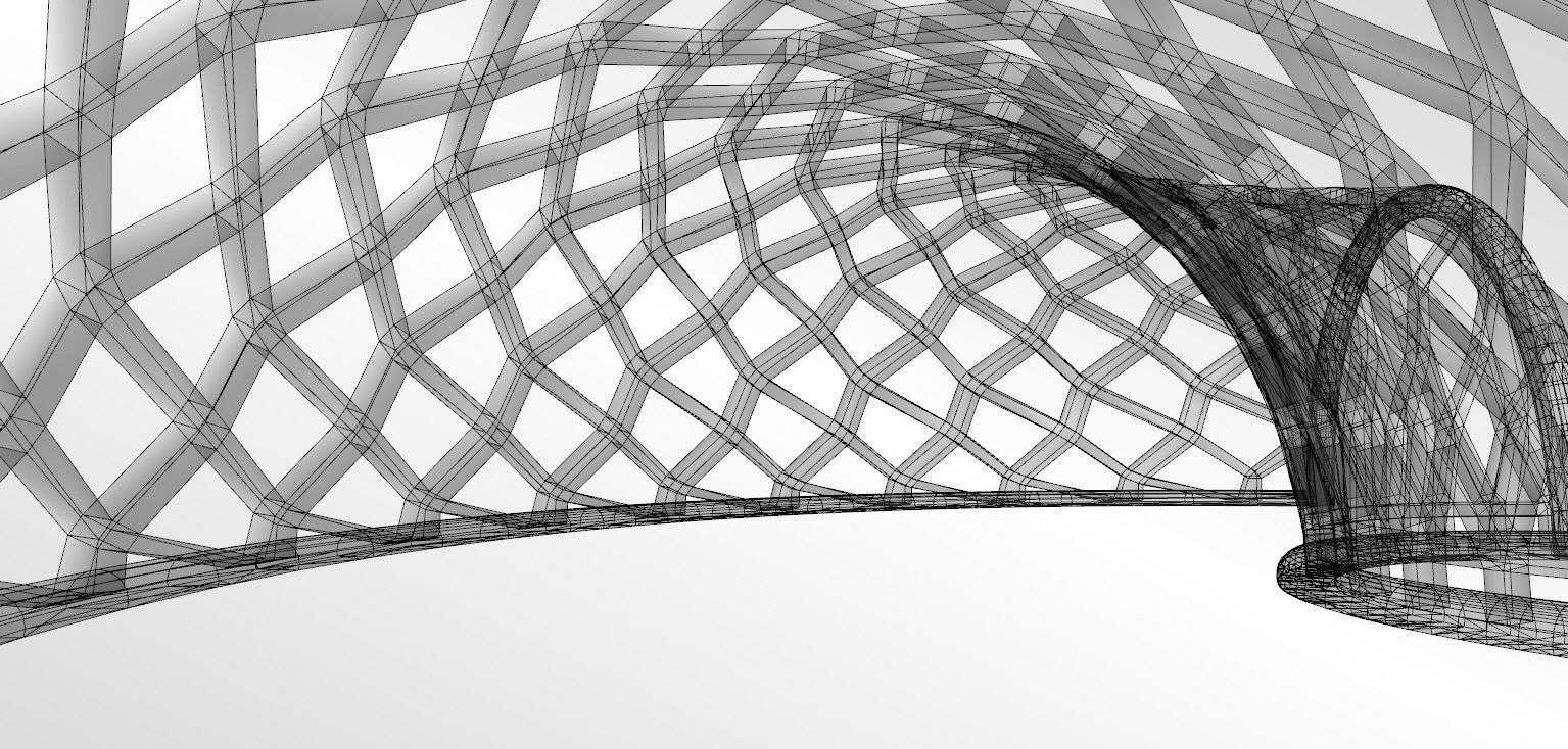 Half circle structure with open ends modern structure 3D model | CGTrader