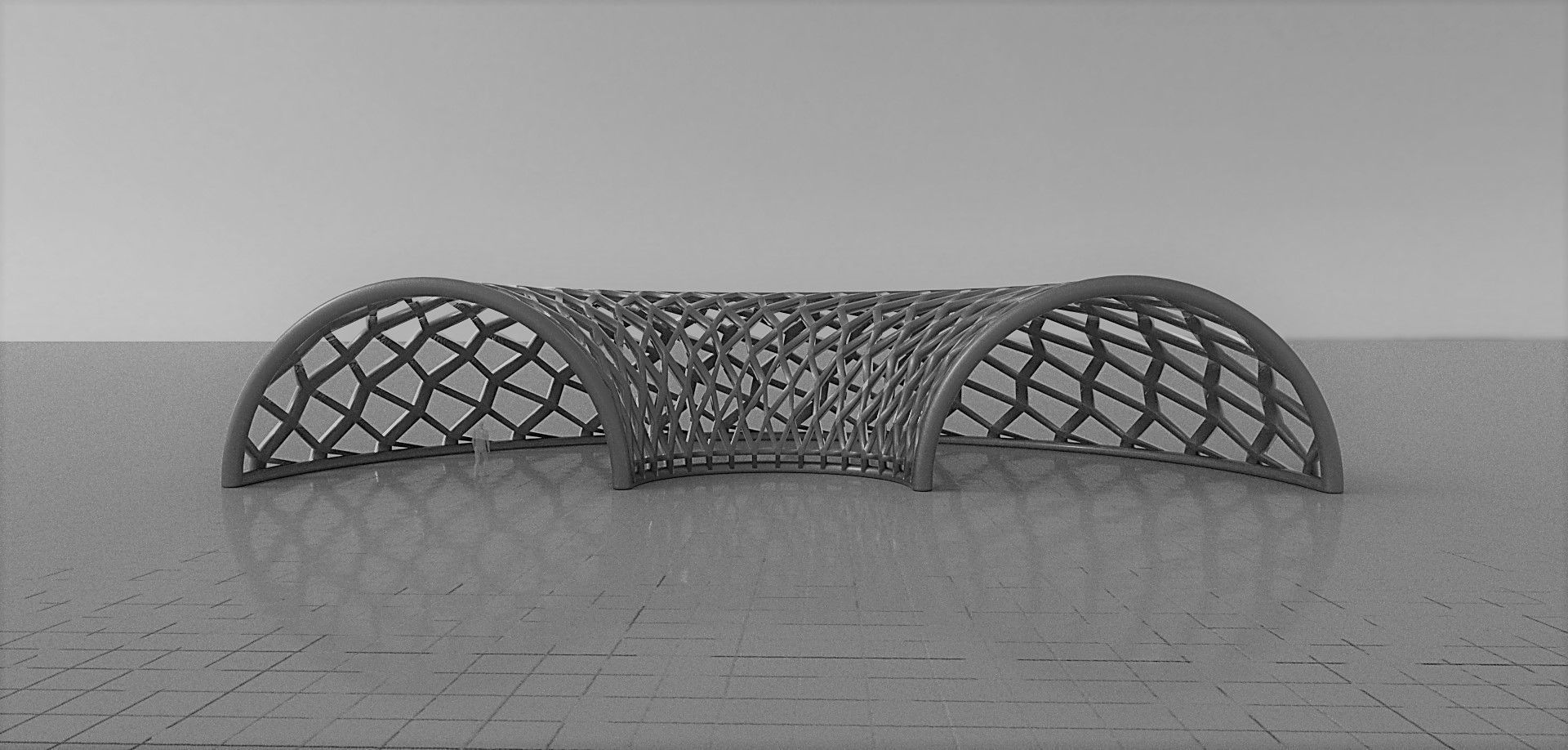 Half circle structure with open ends modern structure 3D model | CGTrader