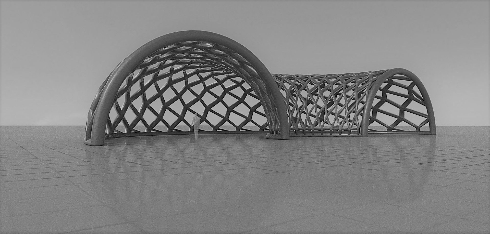 Half circle structure with open ends modern structure 3D model | CGTrader