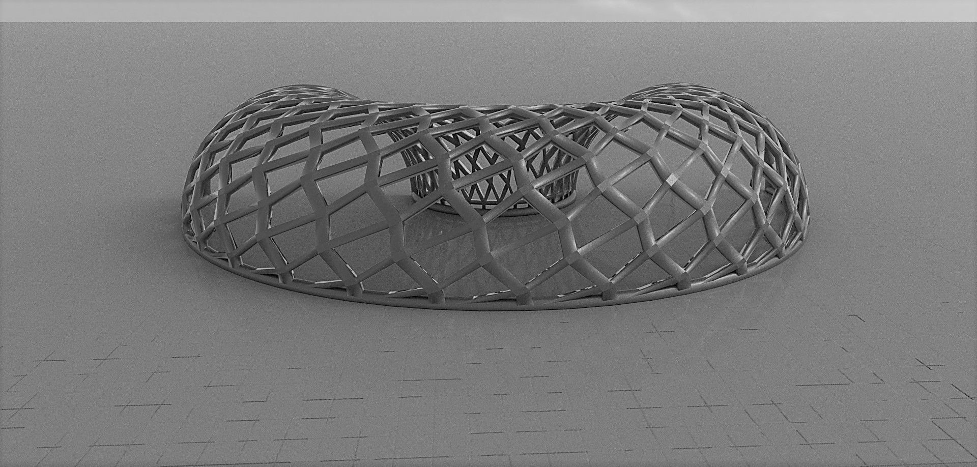 Half circle structure with open ends modern structure 3D model | CGTrader