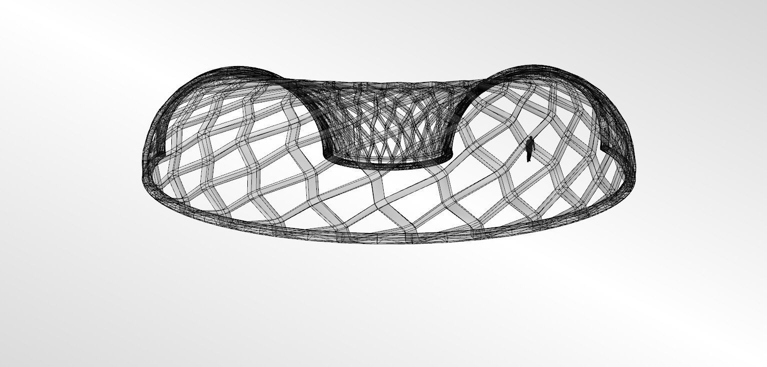 Half circle structure with open ends modern structure 3D model | CGTrader