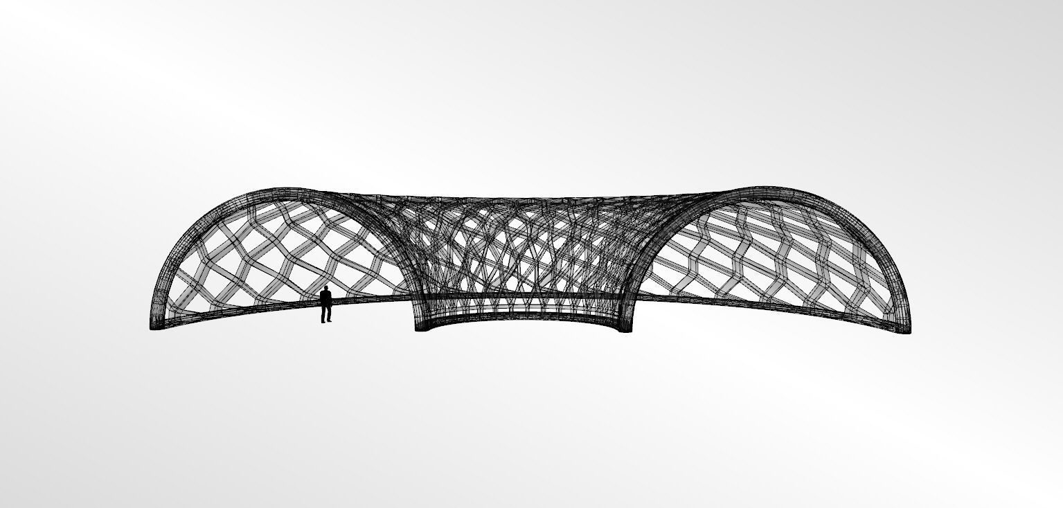 Half circle structure with open ends modern structure 3D model | CGTrader