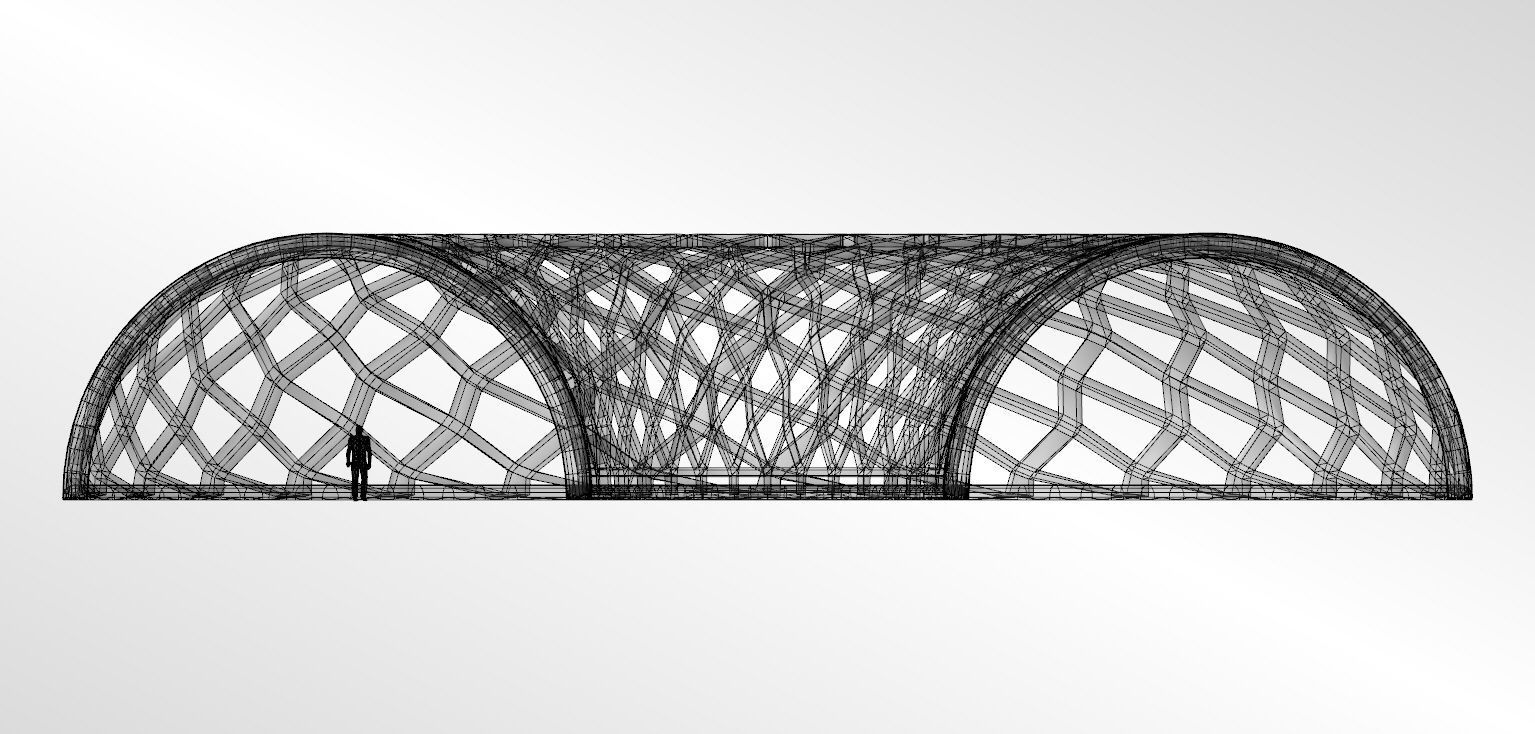 Half circle structure with open ends modern structure 3D model | CGTrader