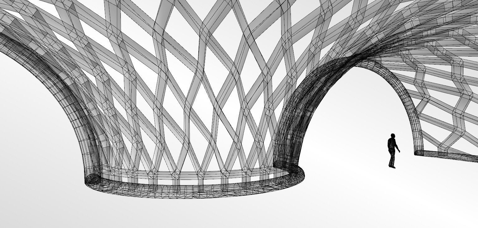 Half circle structure with open ends modern structure 3D model | CGTrader