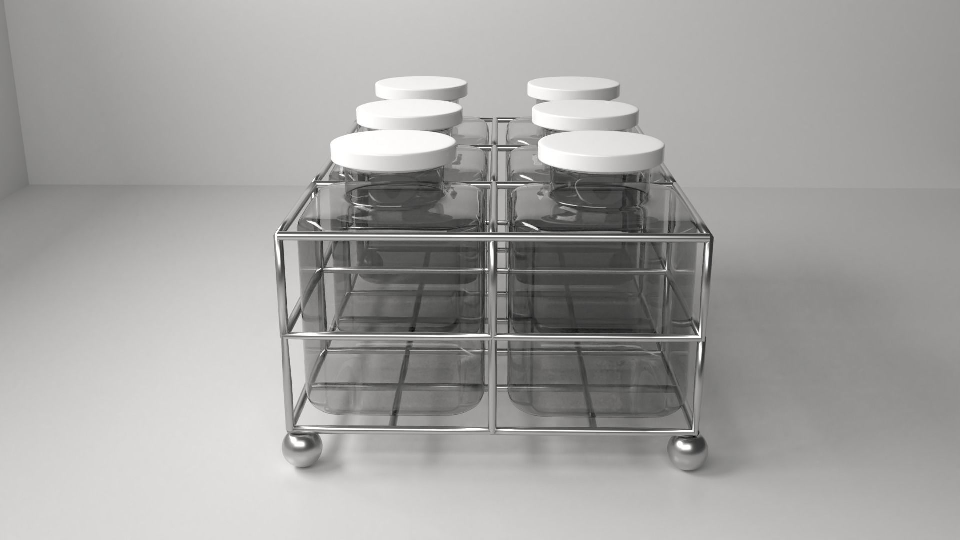 Square Food Canister with Rack 2 3D model | CGTrader