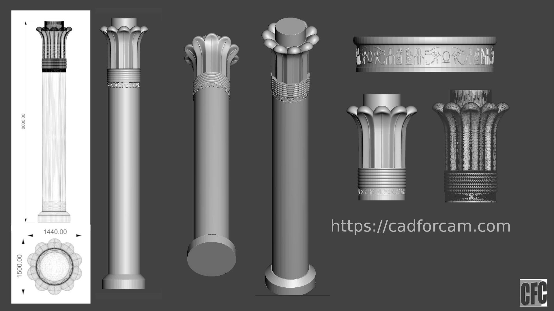 Egyptian-Column - 3d model for CNC - EgyptColumnCFC05 3D model | CGTrader
