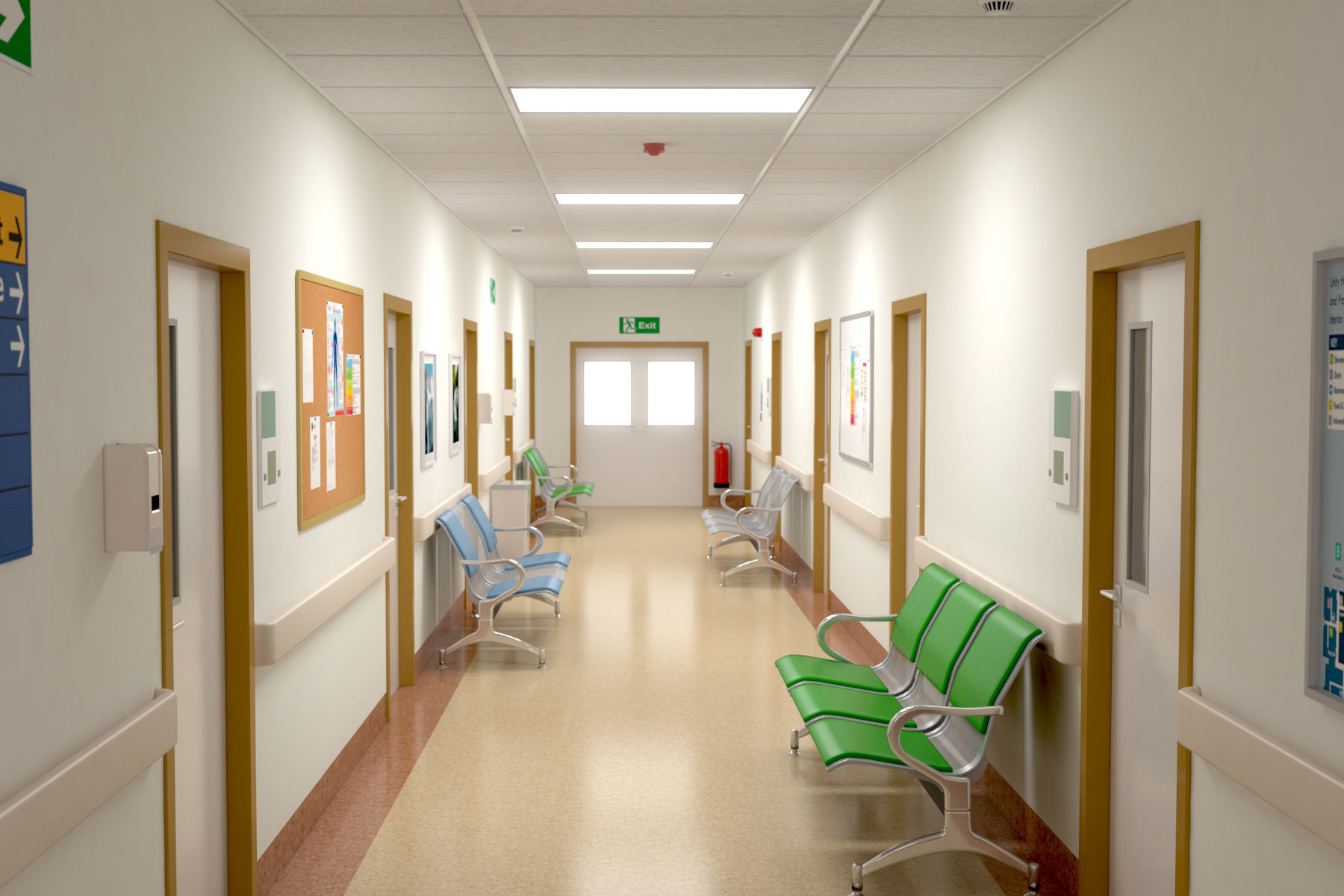 Hospital Hall V3 3D model | CGTrader