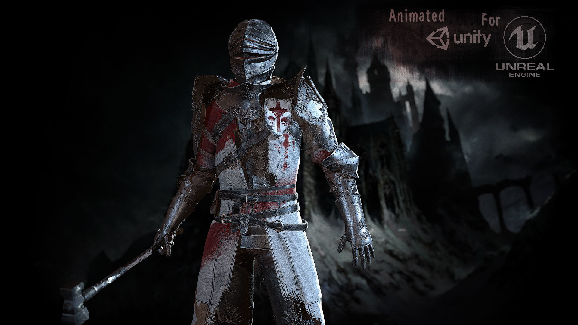 3D model Knights knight in armor VR / AR / low-poly rigged animated ...