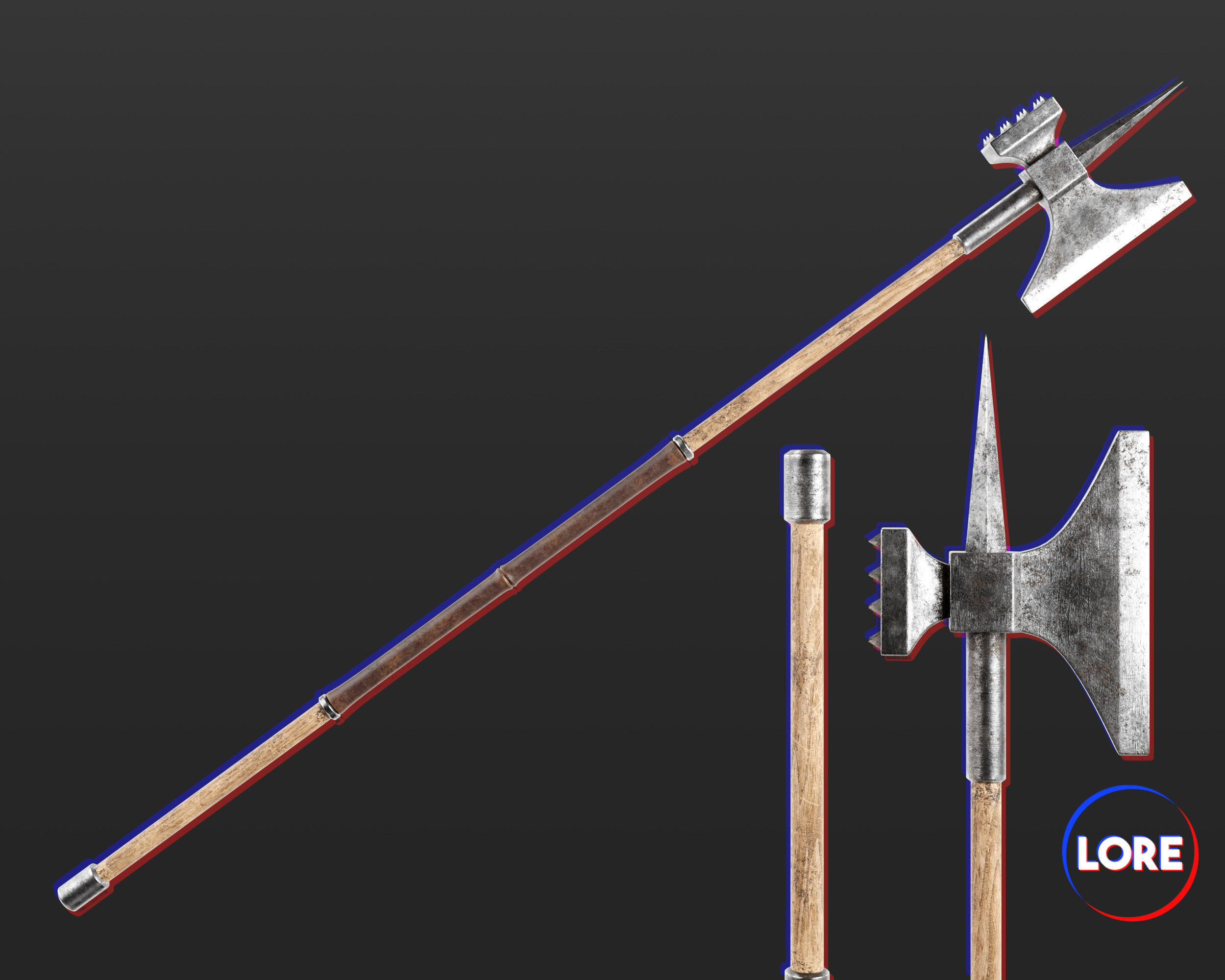 3D model Medieval Knightly Weapon Pole Axe VR / AR / low-poly | CGTrader