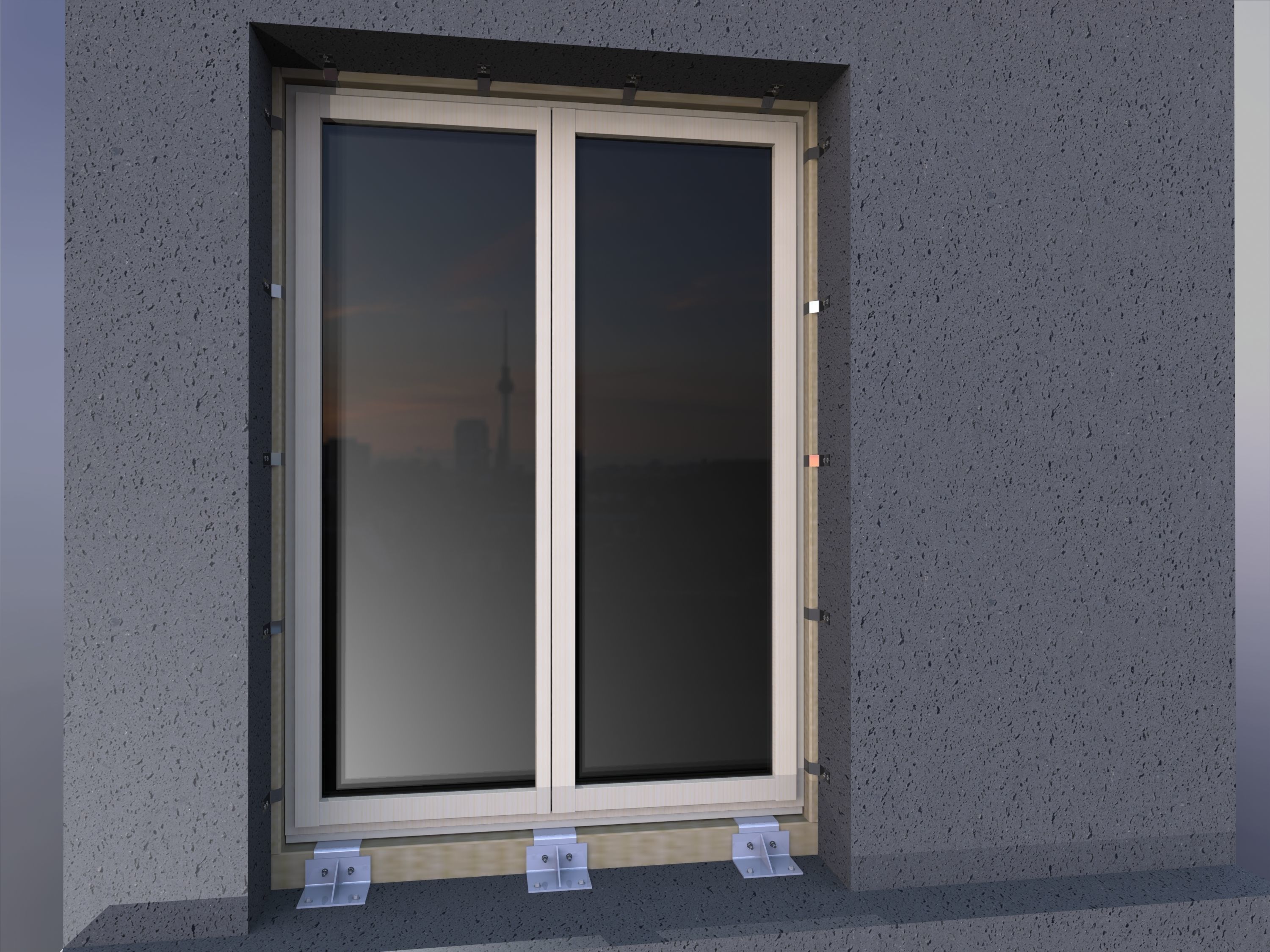 Sample facade with Internorm window and natural stone 3D model | CGTrader