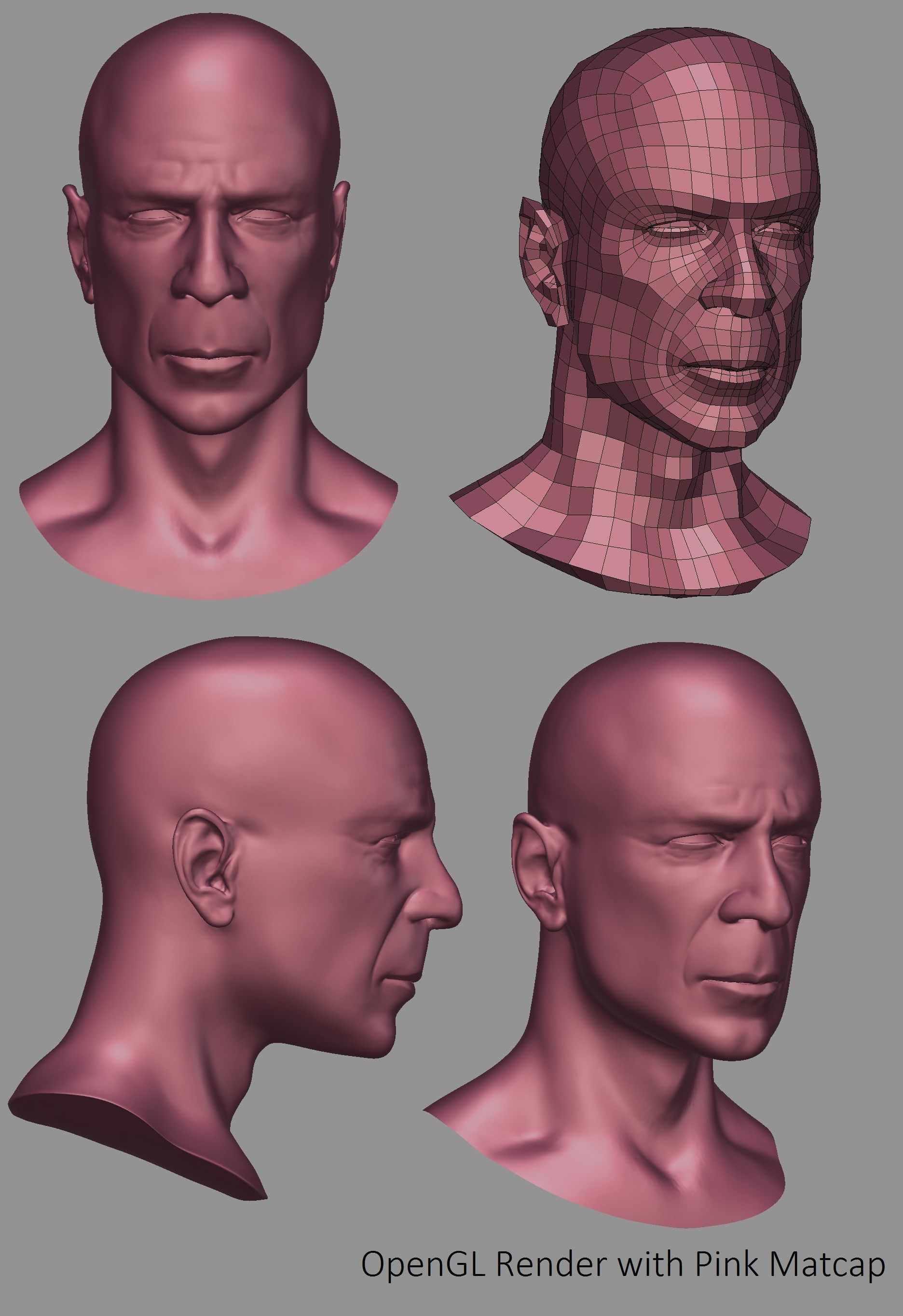 Bruce Willis face topology 3D model | CGTrader