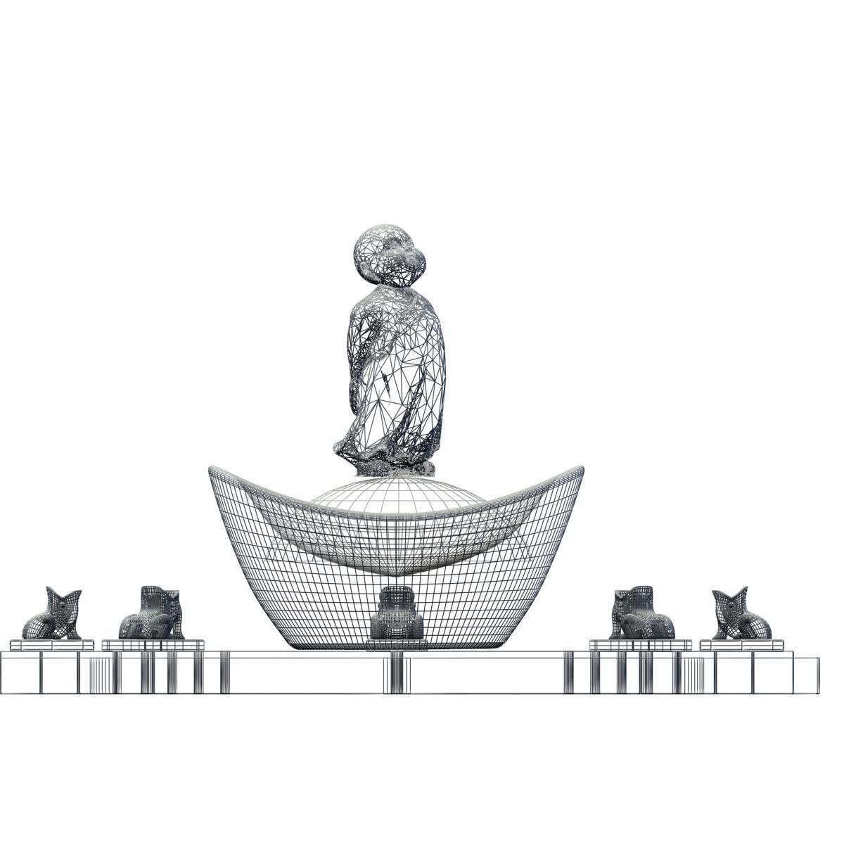 Chinese monk kid with Yuanbao and toad 3D model | CGTrader