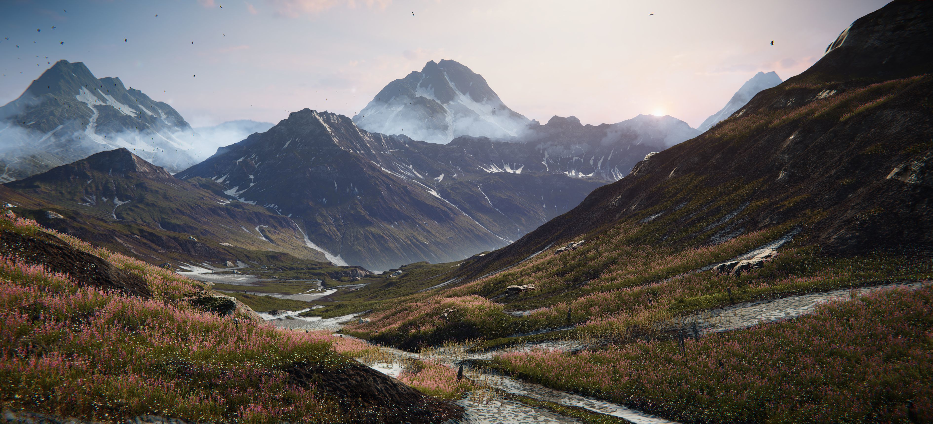 3D model Grass Mountains Valley Environment - Unity 2017 Project VR ...